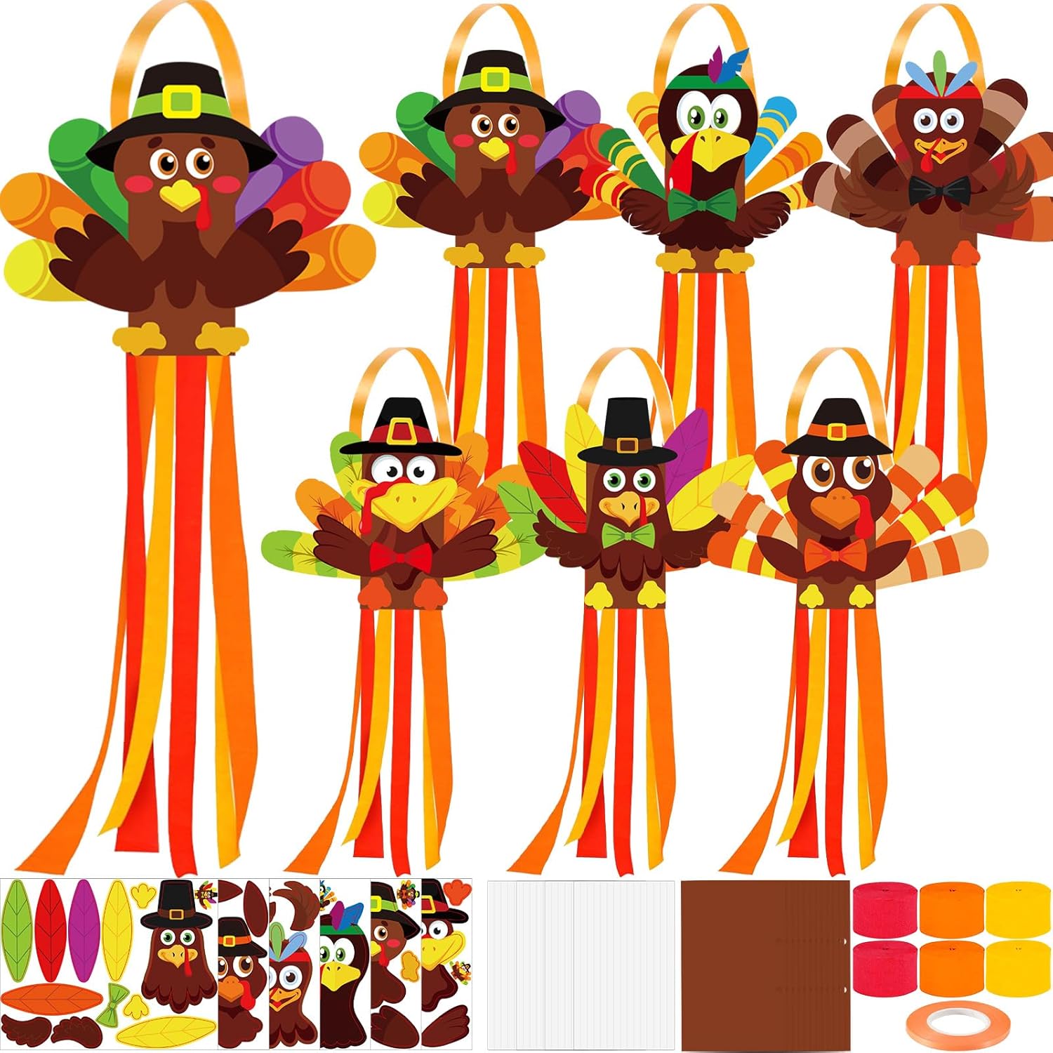 Amazon.com: Cinrobiye 24 Set Turkey Windchime Craft Thanksgiving ...