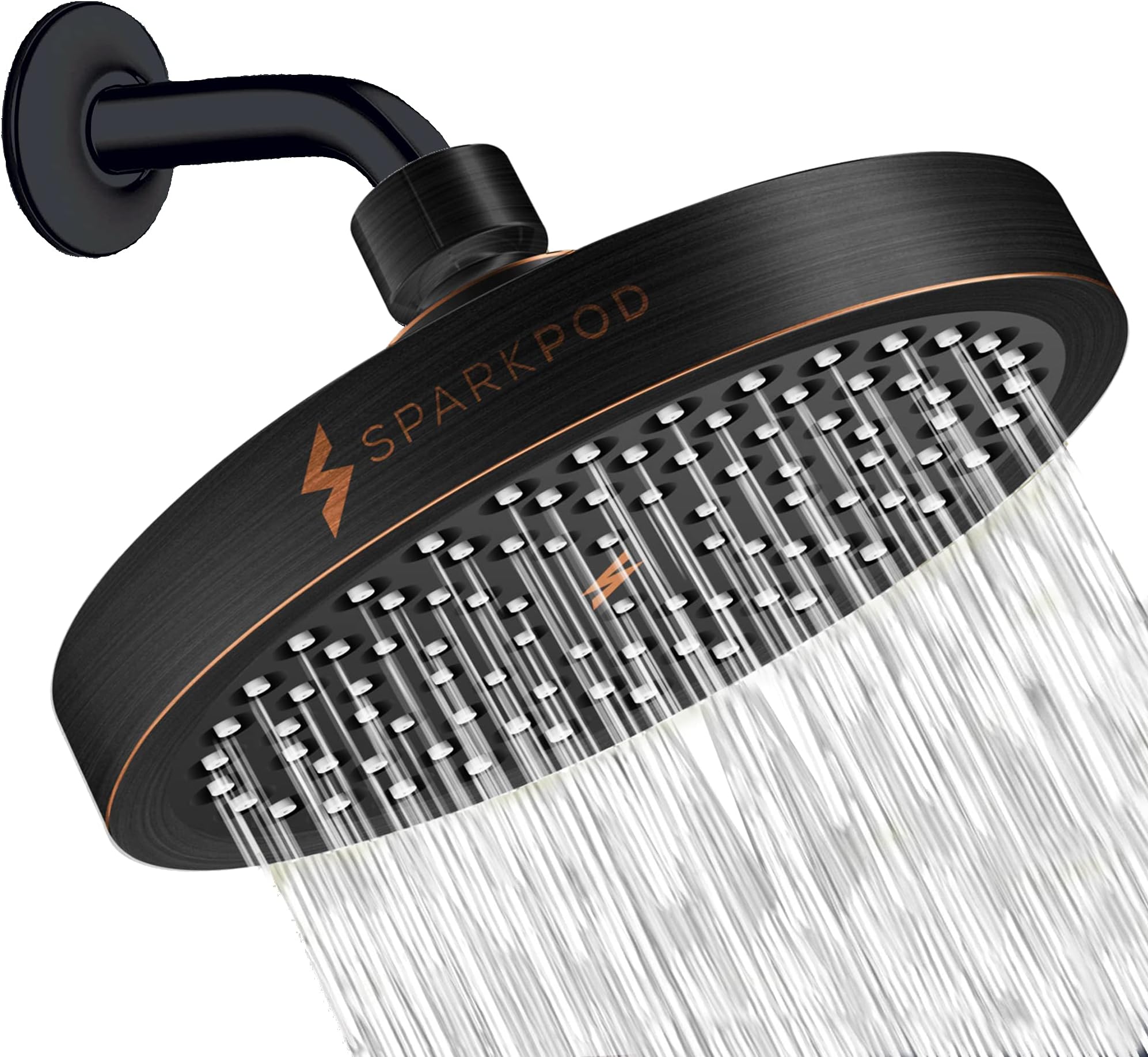 AquaDance Oil Rubbed Bronze High Pressure 6-Setting 7" Rain Shower Head ...