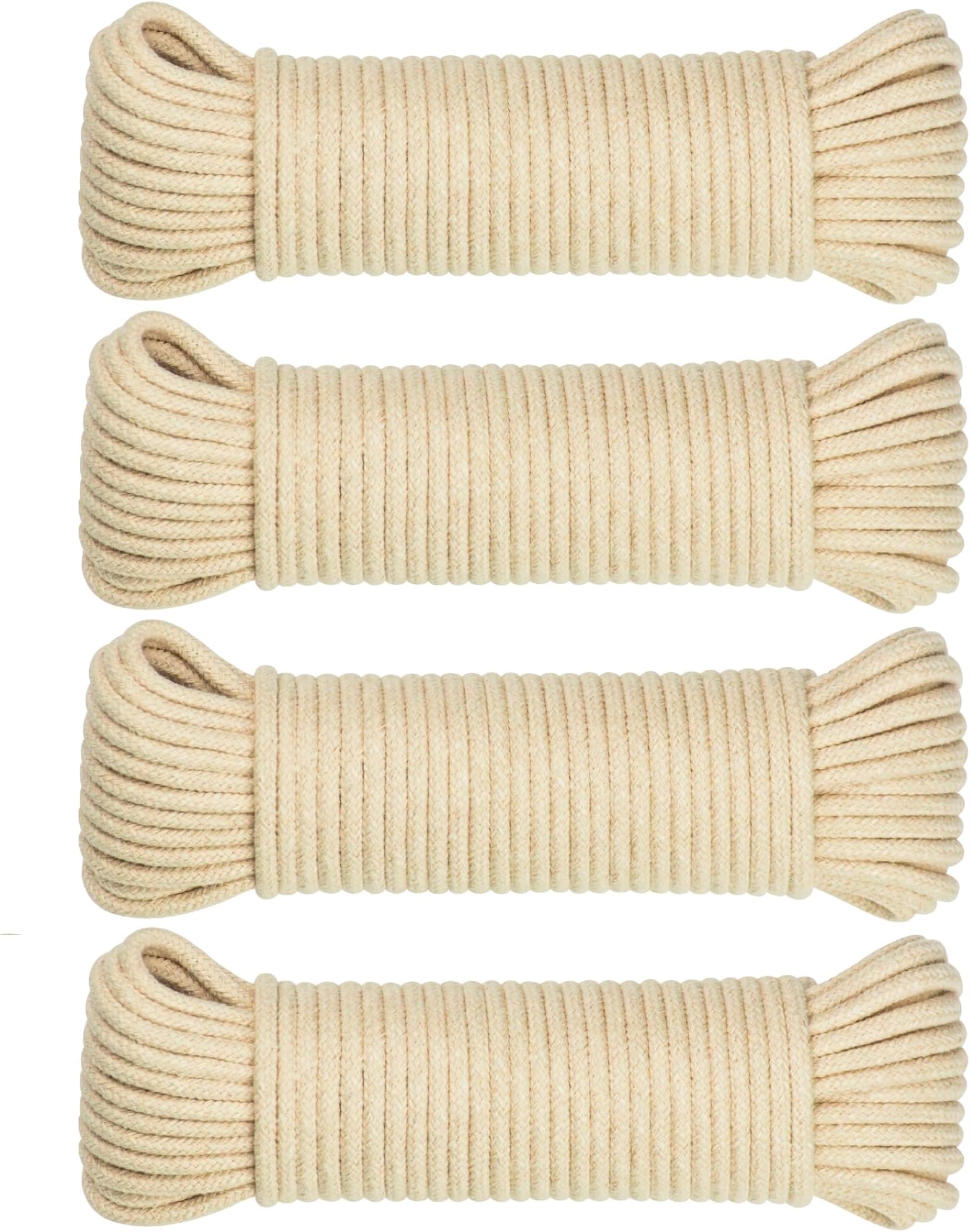 Amazon.com: SteadMax 200ft Natural Cotton 3/16 Inch Rope, Heavy-Duty ...