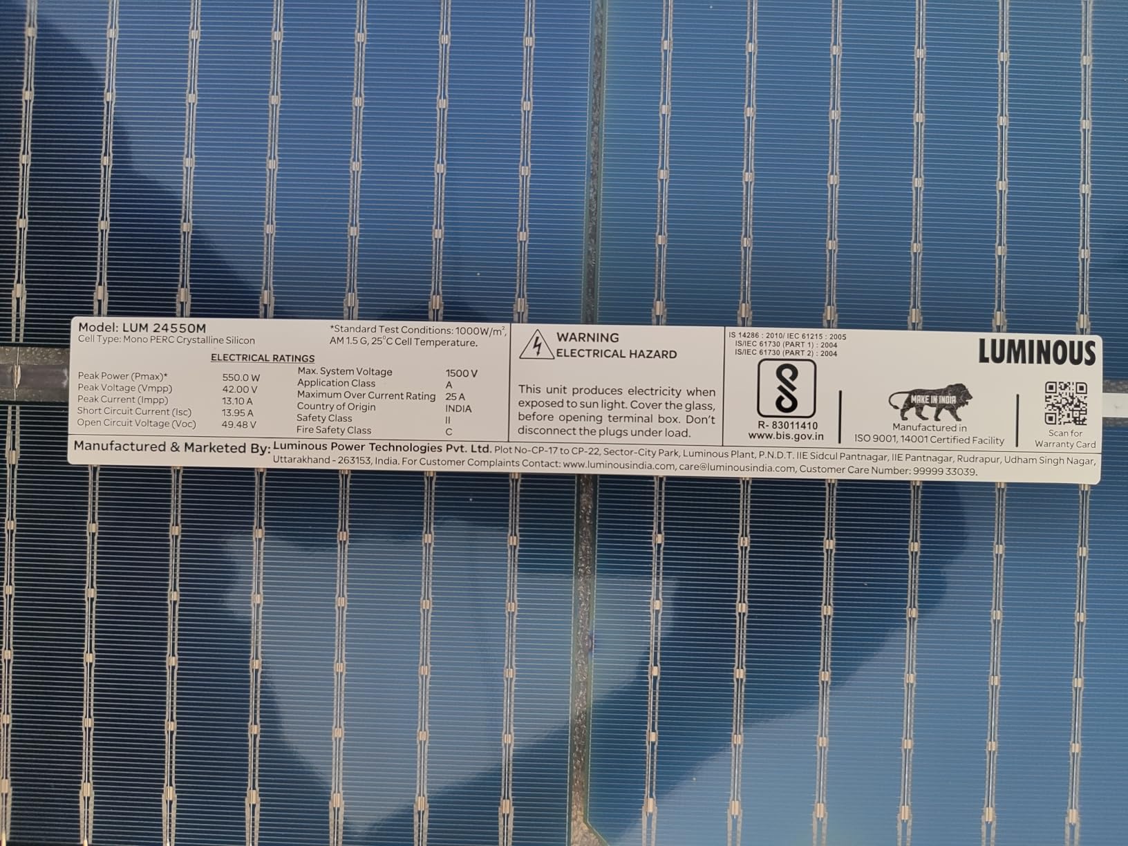 Luminous Half Cut Mono Crystalline Solar Panel 550W/24V | High ...