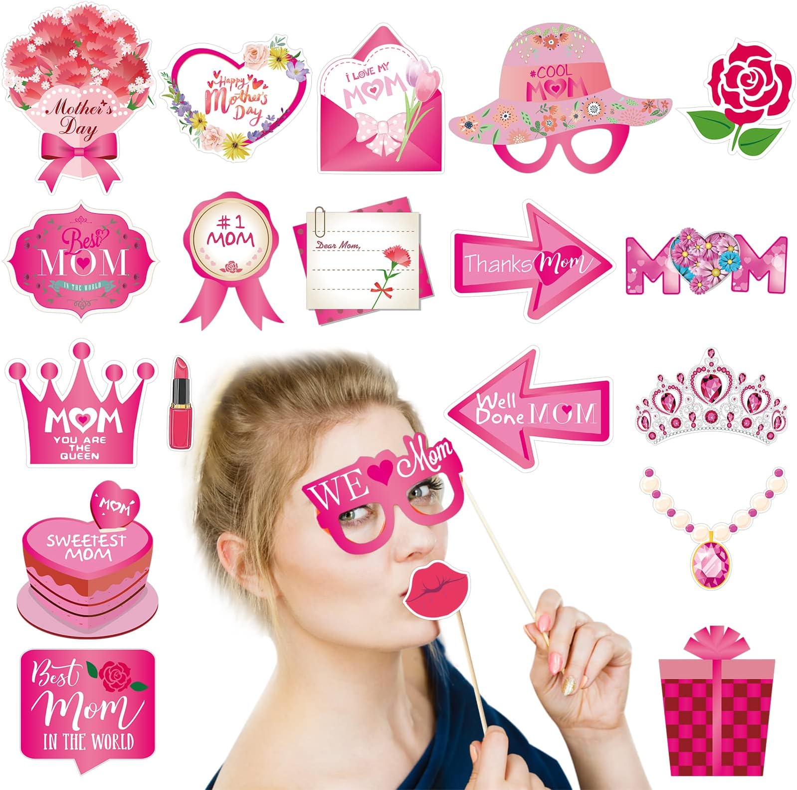 Amazon.com: KKBES 20 Pcs Mother‘s Day Photo Props, Mothers Birthday ...