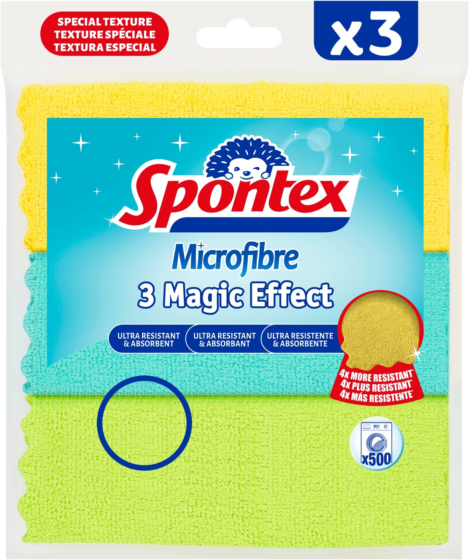 Amazon.com: Spontex 3 Magic Effect Microfibre Cloths, 24.5 x 25cm ...