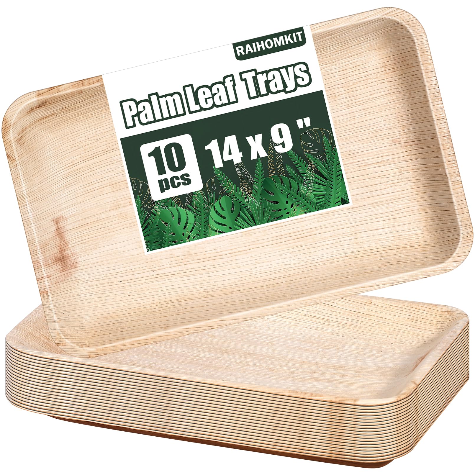 Amazon.com: RAIHOMKIT 10 Pack Disposable Palm Leaf Trays,Bamboo Like ...