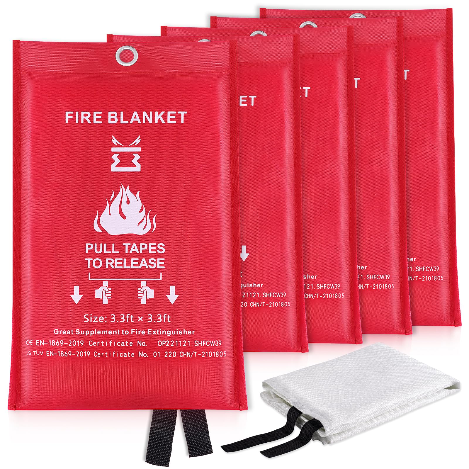 Fire Blankets for Home and Kitchen Emergency Safety – 5 Pack 3ft x 3ft ...