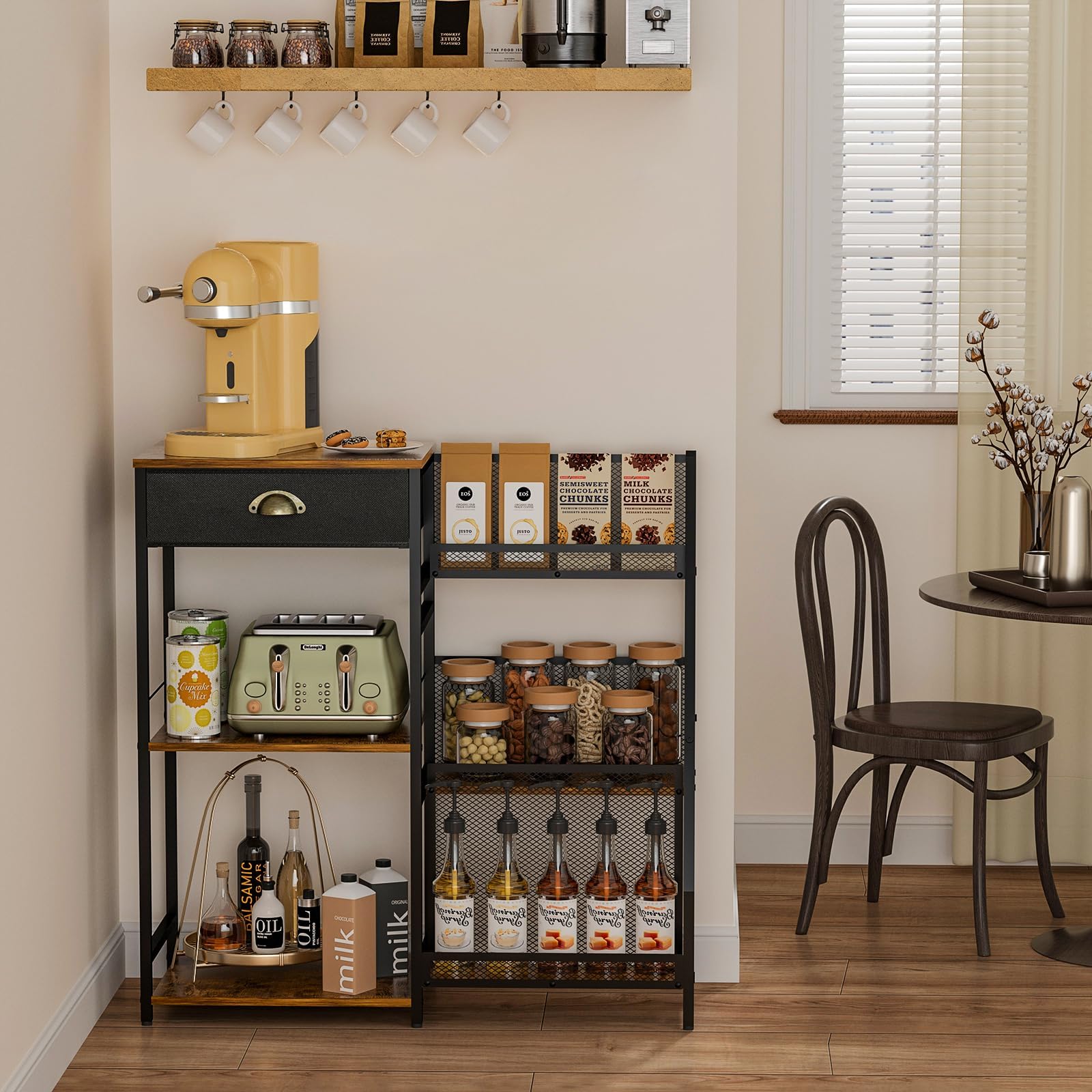 Amazon.com: X-cosrack Large Coffee Bar Cabinet，3 Tiers Kitchen Coffee ...