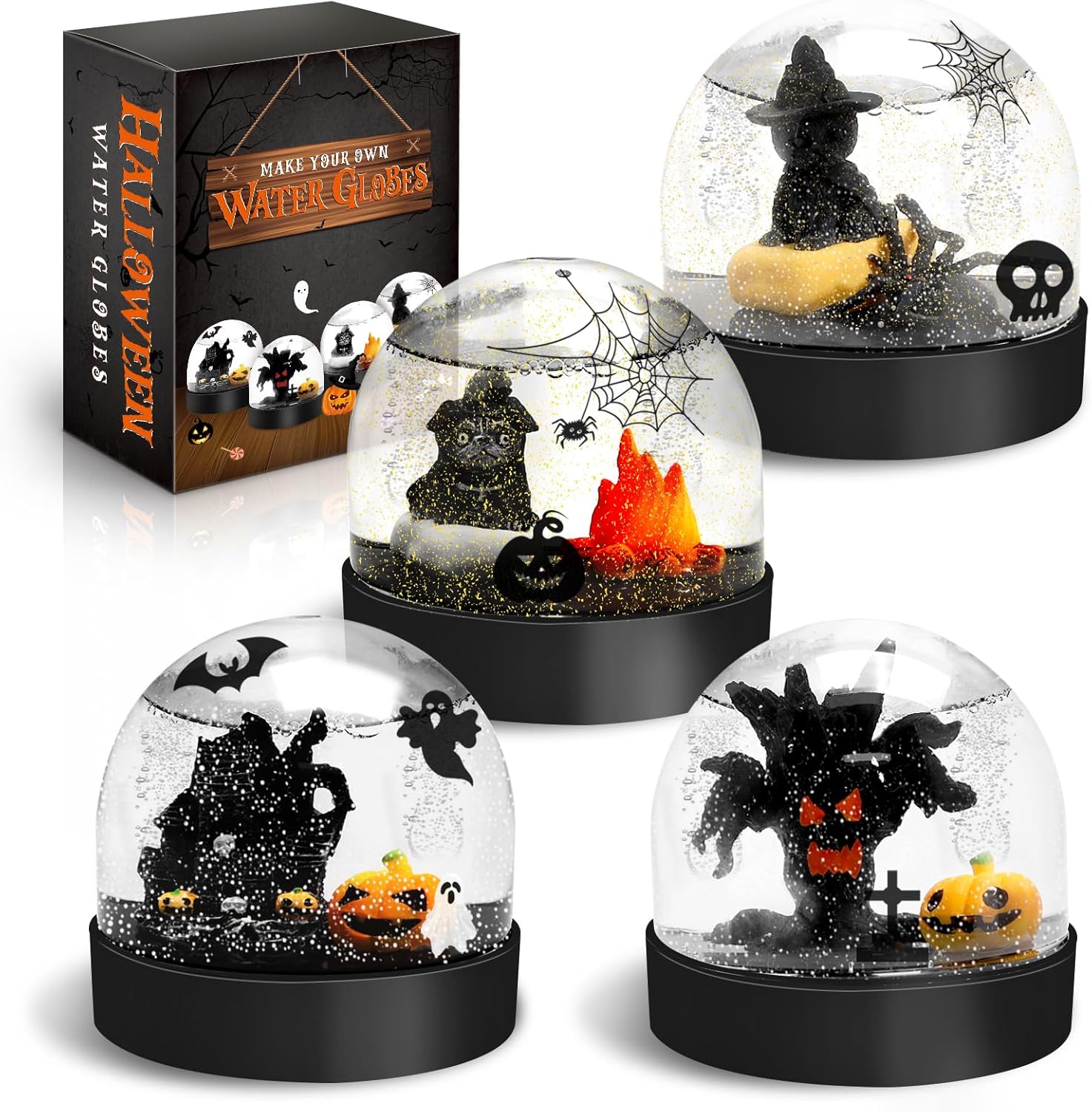 Amazon.com: 4PCS Halloween DIY Snow Globe Kit, Water Globes Making Kit ...