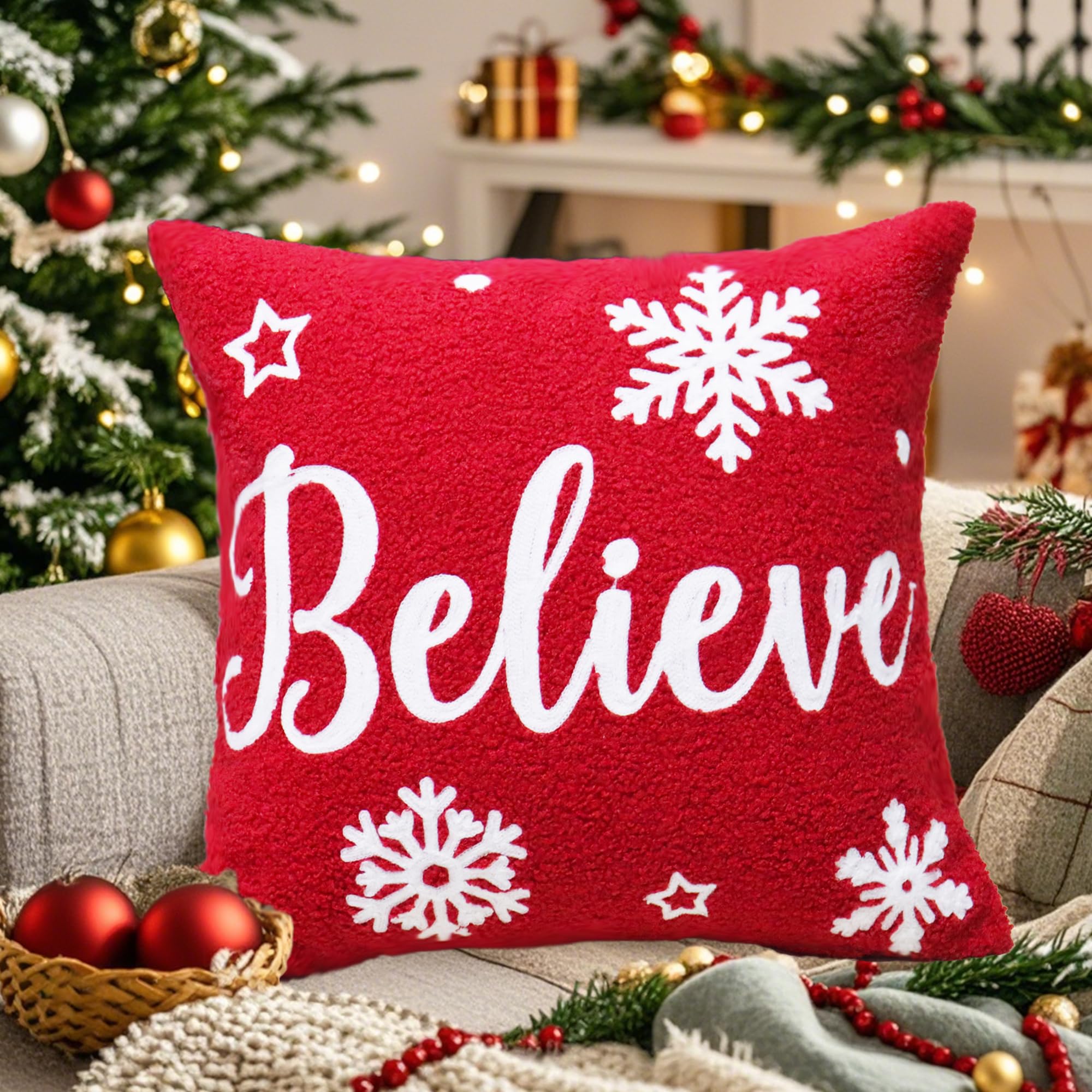 Amazon.com: Embroidered christmas pillow covers，Christmas Pillow Covers ...