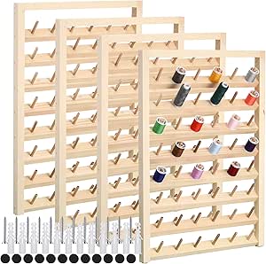 Amazon.com: 4 Pieces 48 Spool Wooden Thread Holder Wall Mounted Thread ...