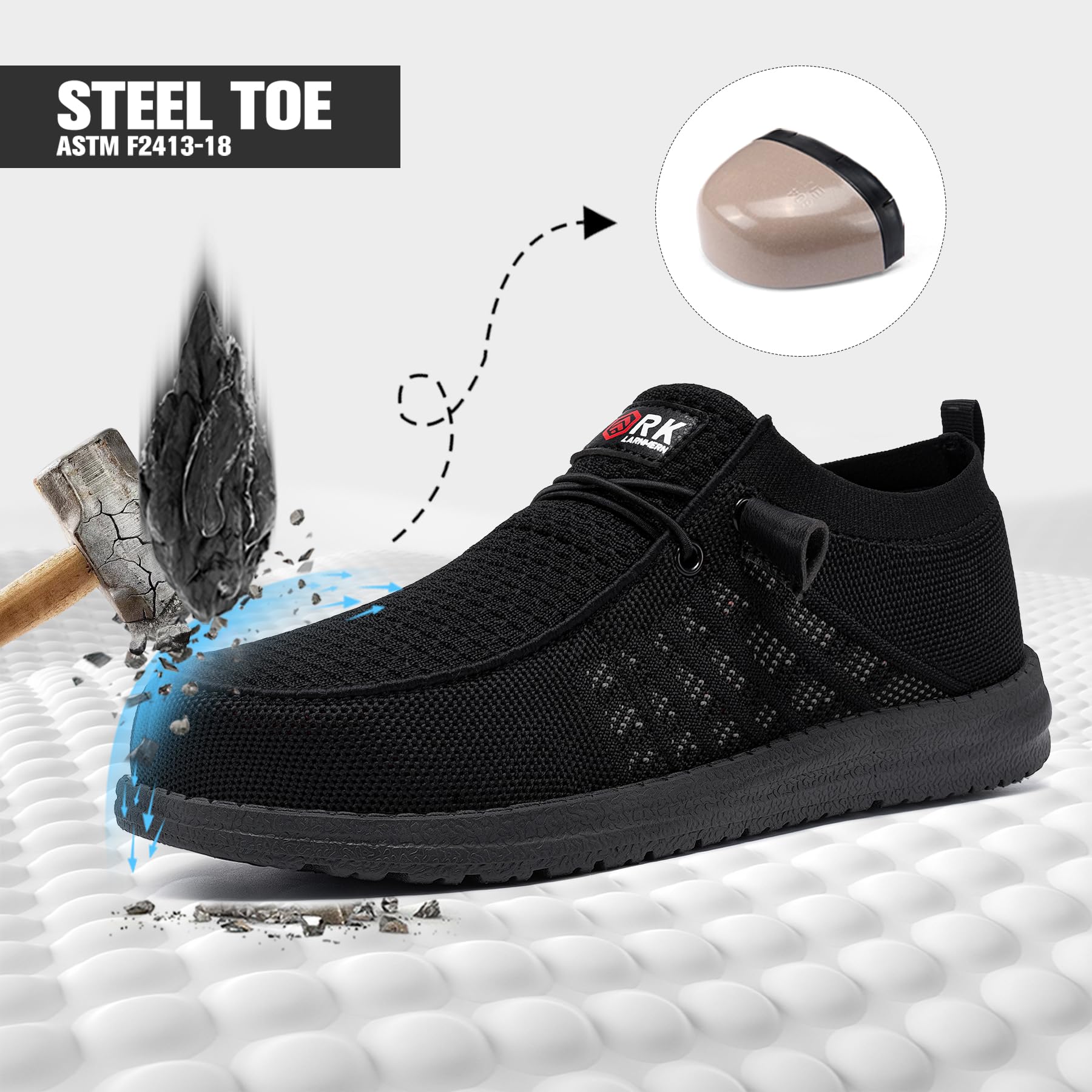 Snapklik.com : LARNMERN Slip On Steel Toe Shoes Men Lightweight ...