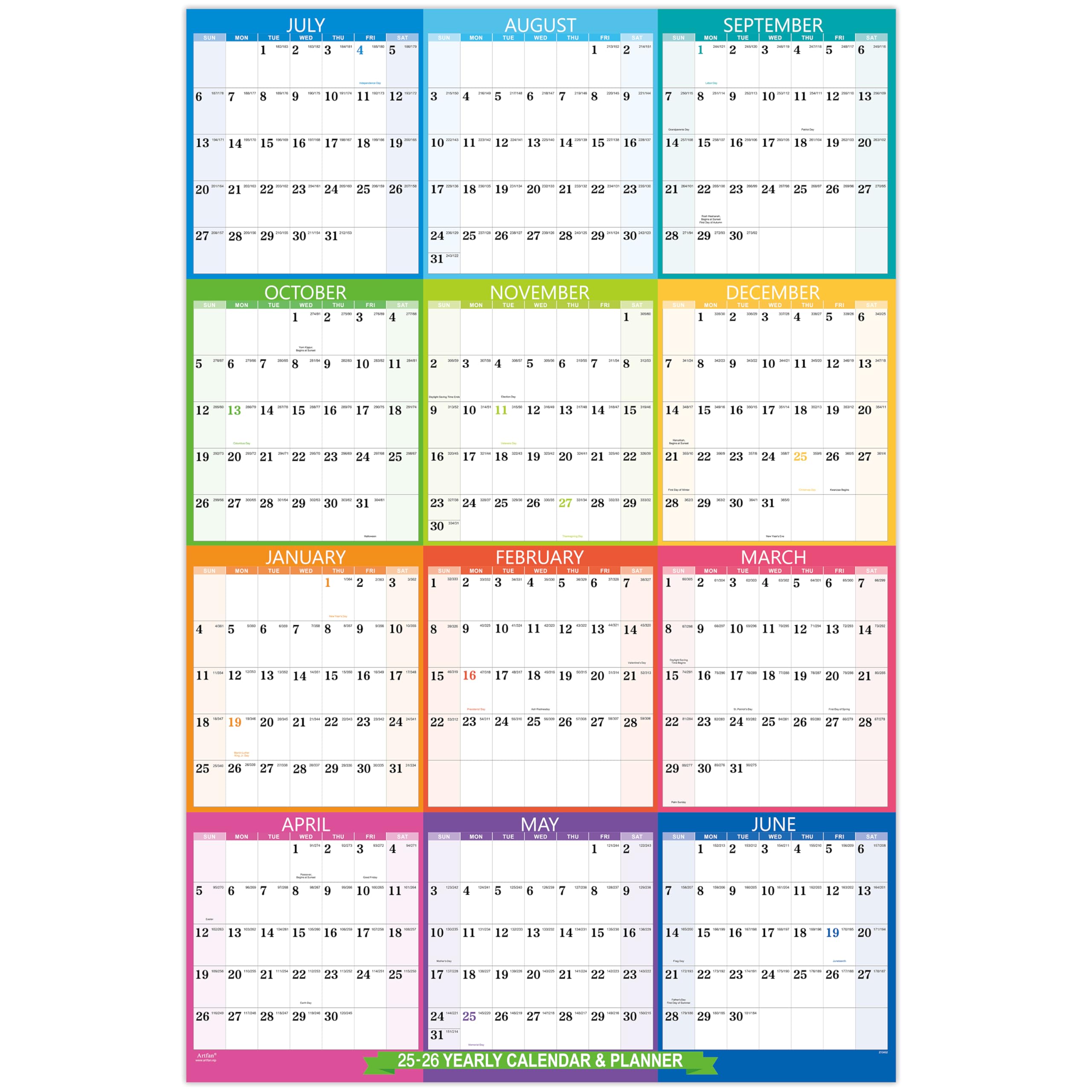 Snapklik.com : 2025-2026 Yearly Wall Calendar - Wall Calendar 2025-2026 ...