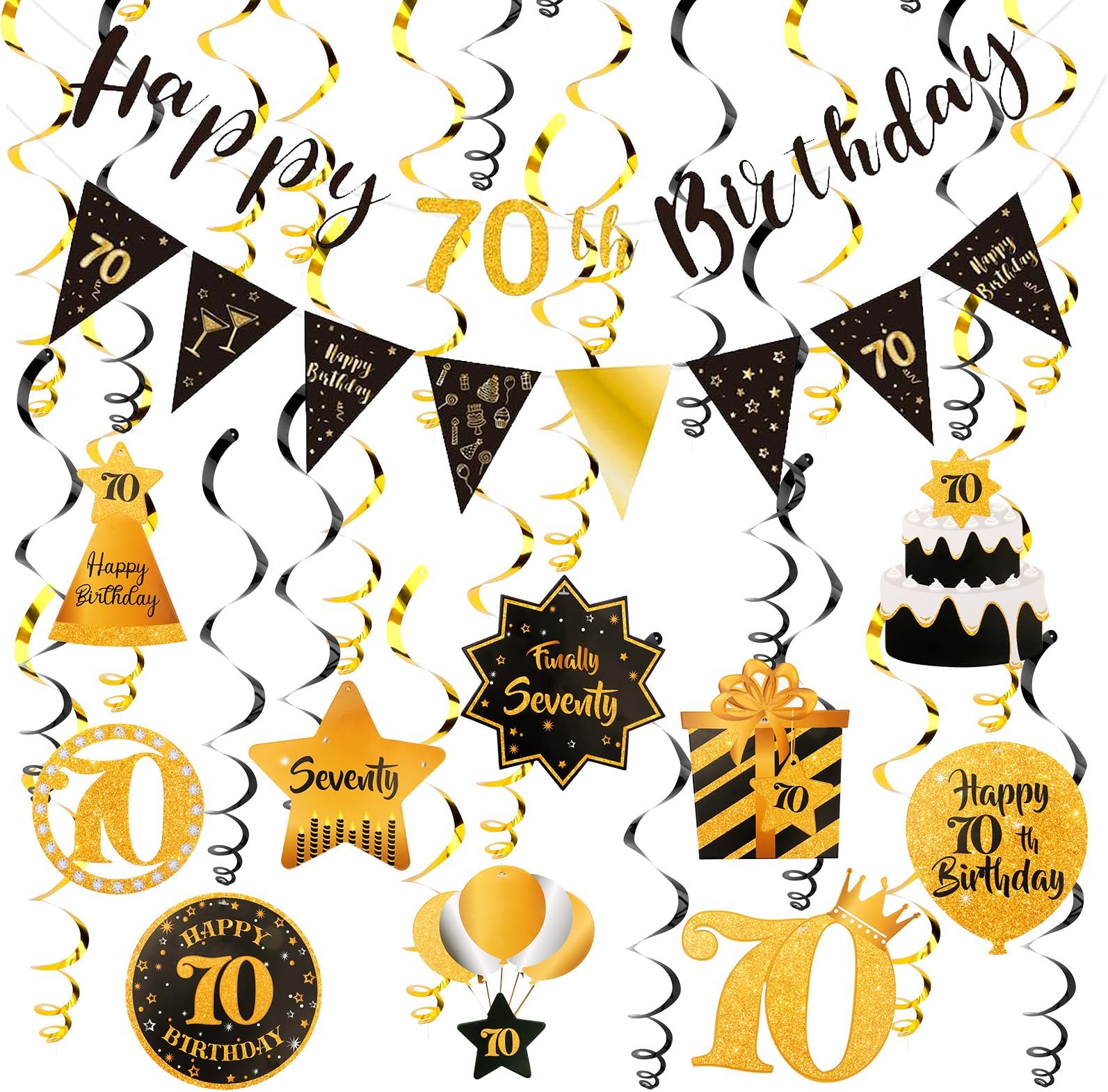 Amazon.com: 70th Birthday Decoration Kit, Happy 70th Birthday Banner ...