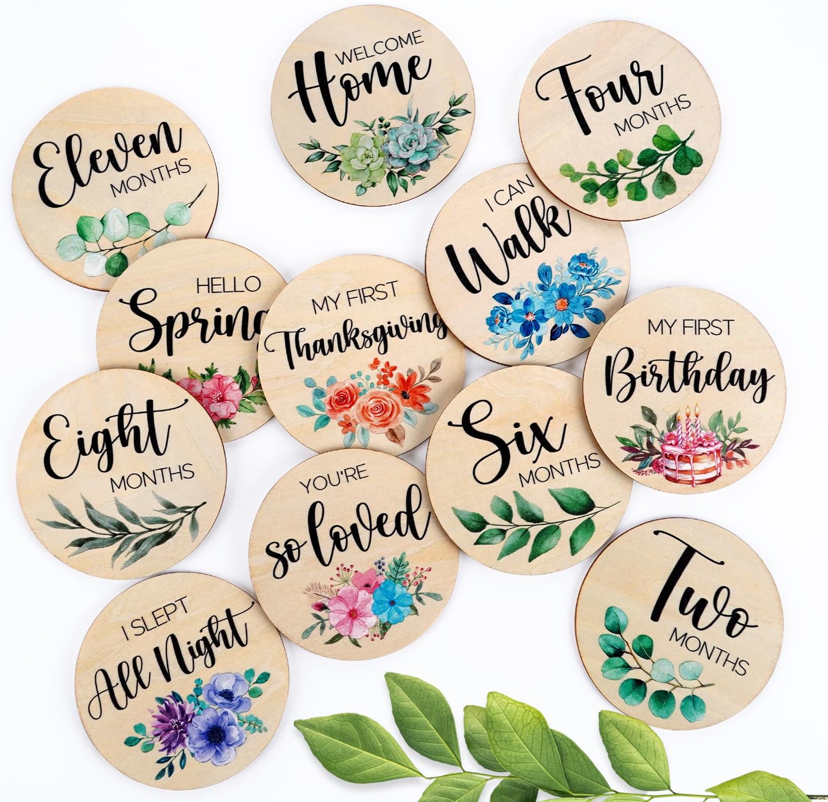 Amazon.com : Fiber + Flower Baby Monthly Milestone 12 Sets - Monthly ...