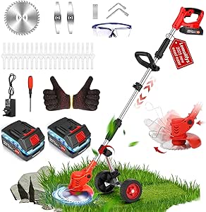 Weed Wacker Tondeuse à gazon électrique sans fil 21 V Alimentation par ...