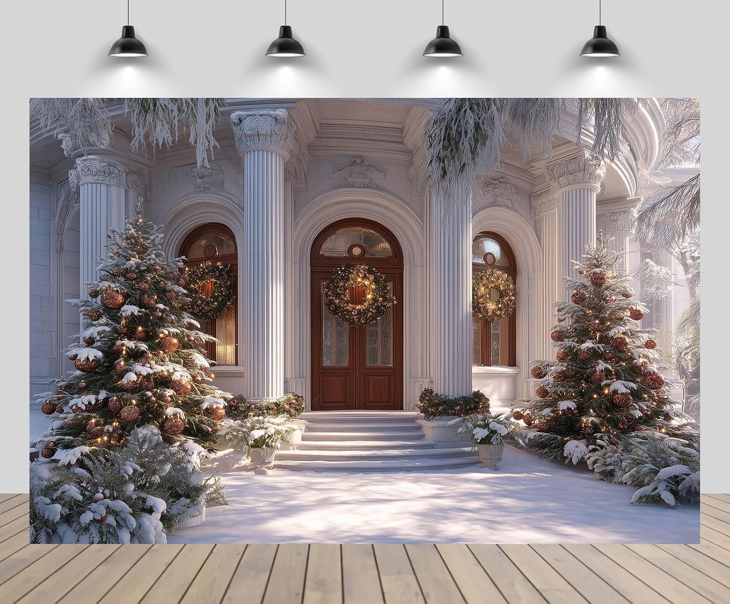 Amazon.com : CHNYWORK 20x10ft Christmas Backdrop Luxury Porch Christmas ...