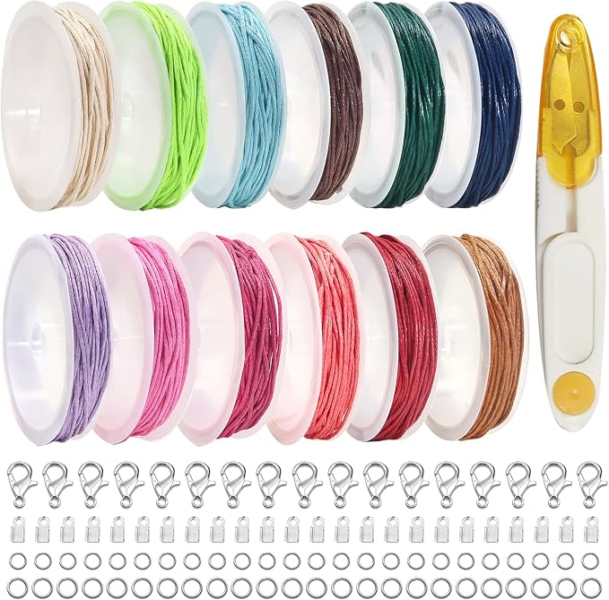 Amazon.com: TOAOB 131 Yard 1mm Cotton Waxed Cord Mixed Colors Beading ...