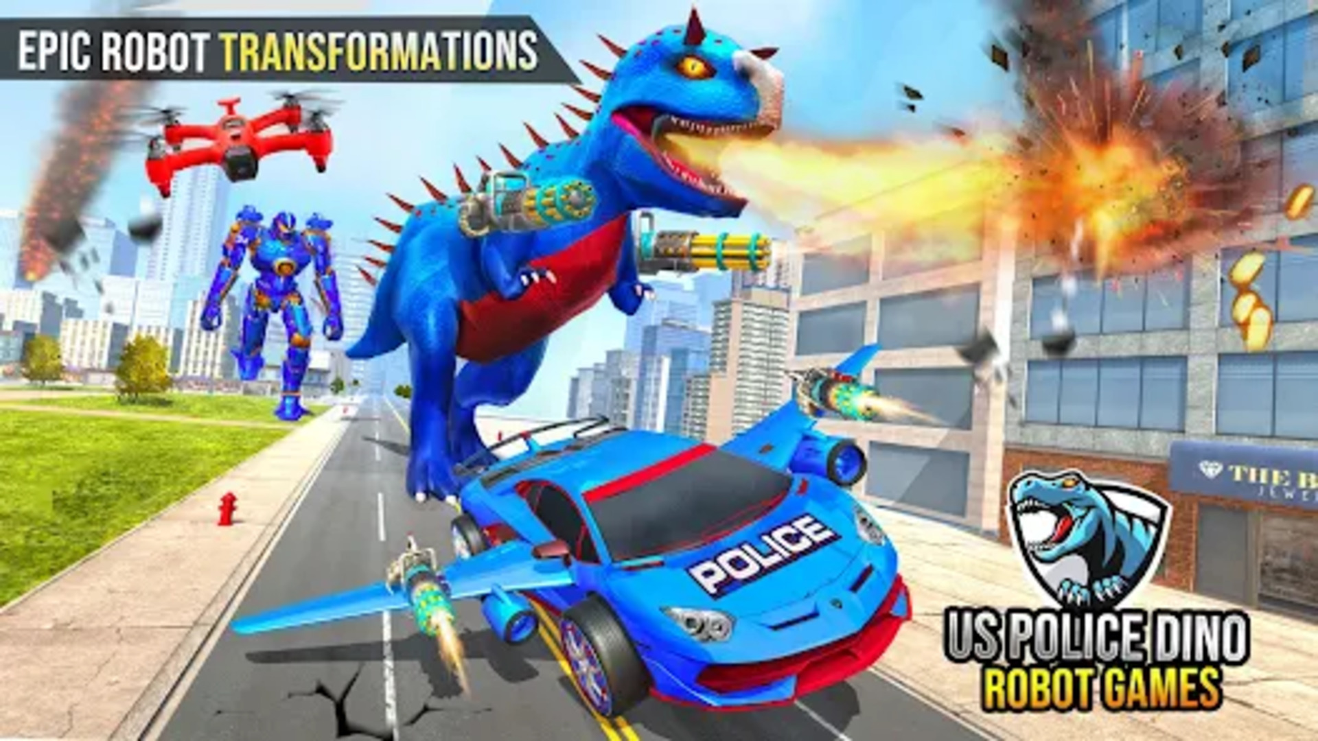 Ultimate Transform Dino Robot Dinosaur Games, City Dino Robot 3D Car ...