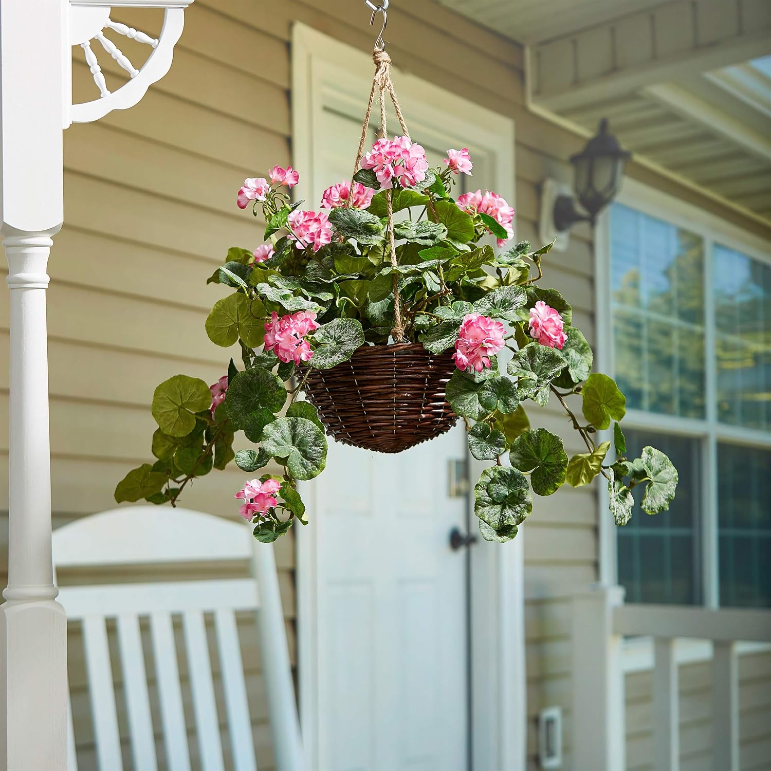 Amazon.com: Pure Garden Faux Flowers - Hot Pink Geranium Hanging ...