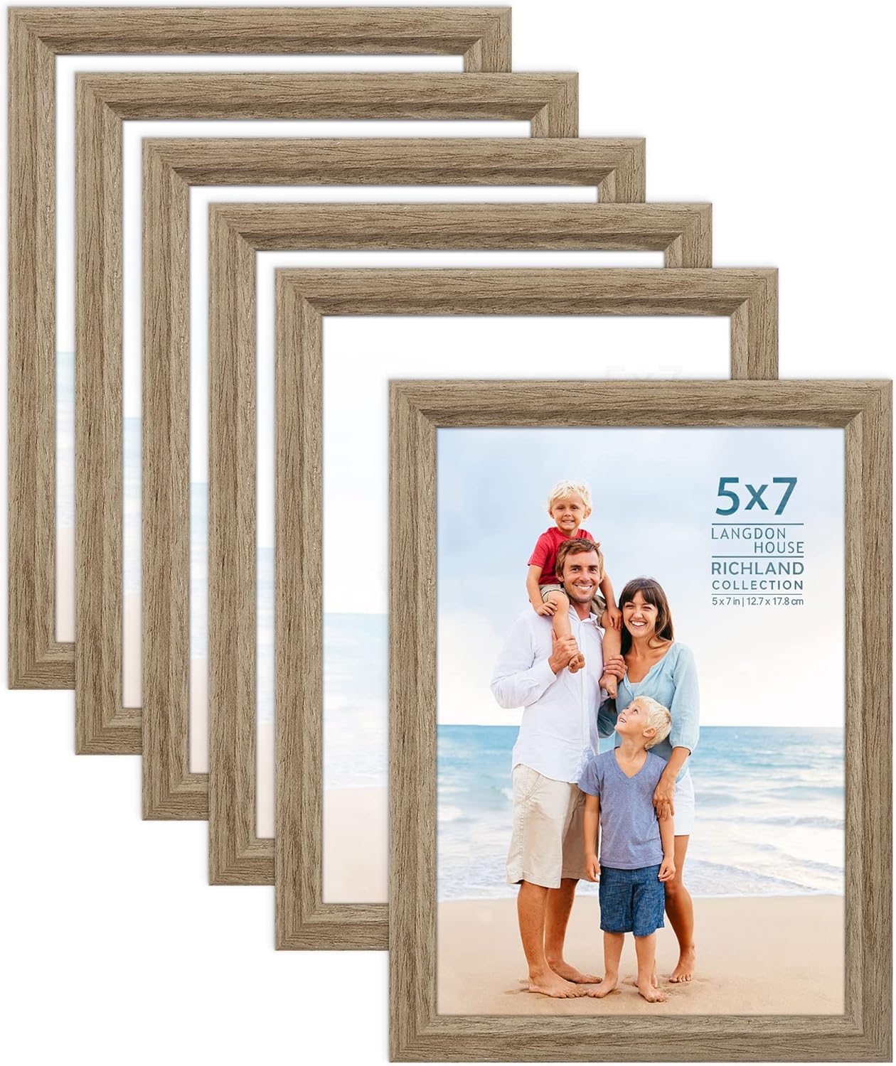 Langdon House 5x7 (13x18 cm) Picture Frames (Fawn Brown, 6 Pack ...