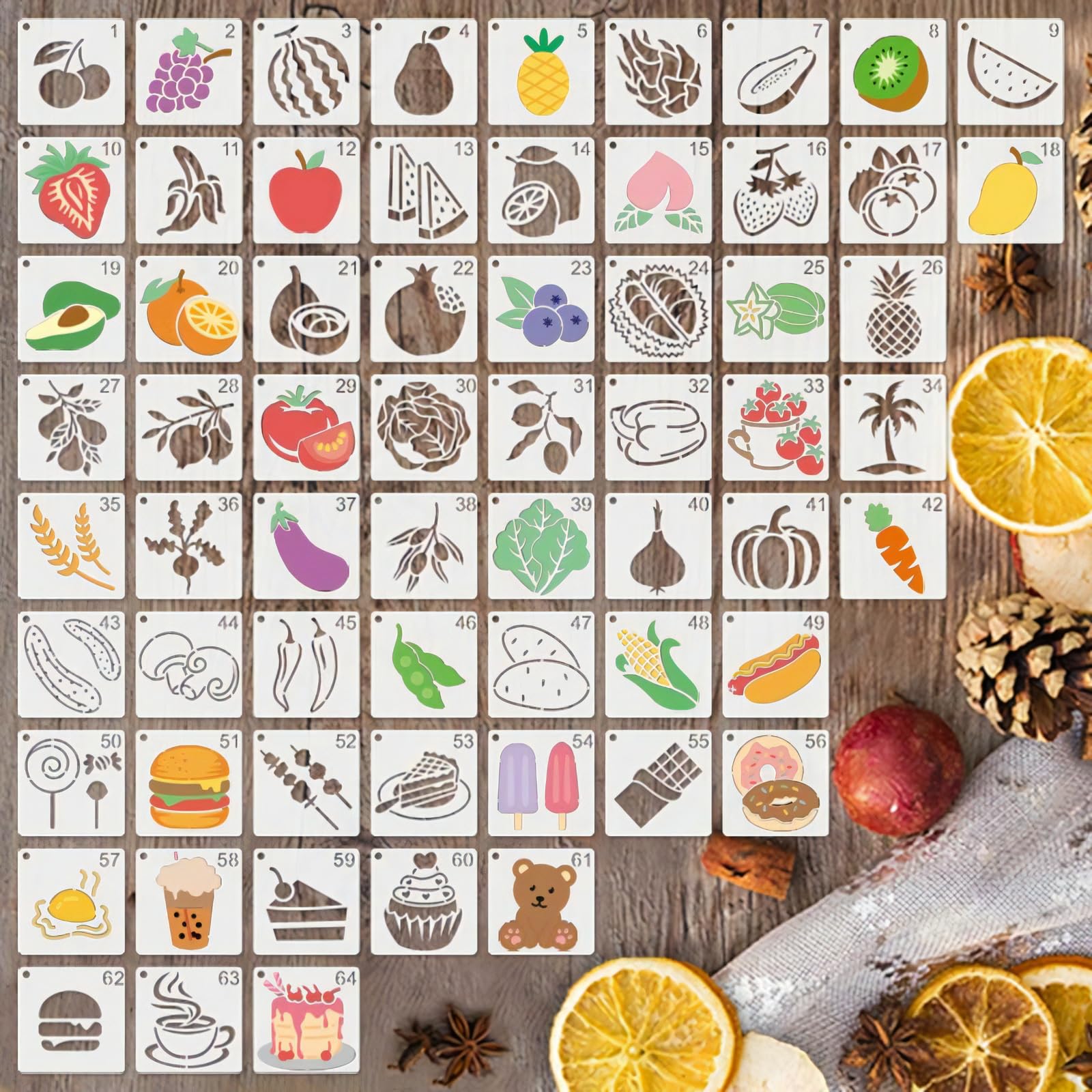 Amazon.com: Fruit Stencils for Painting, 64PCS Fruit Patterns Small ...