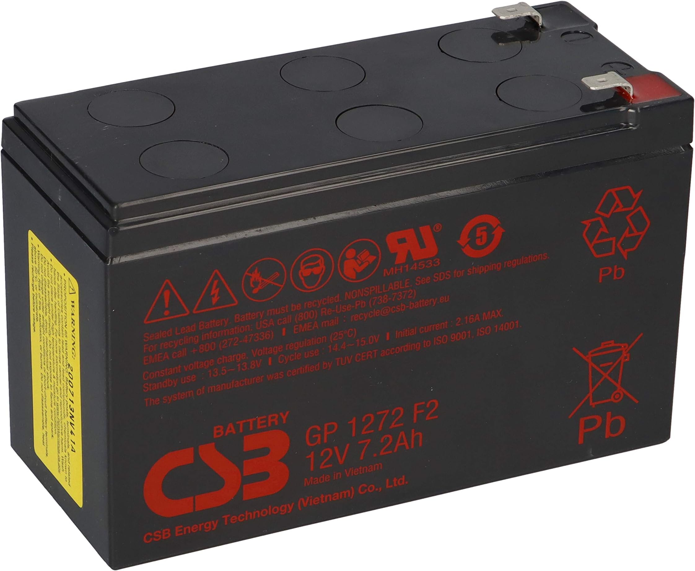 Amazon.com: New CSB Brand HR1234WF2 High Rate 12V 9Ah 34W SLA Batteries ...