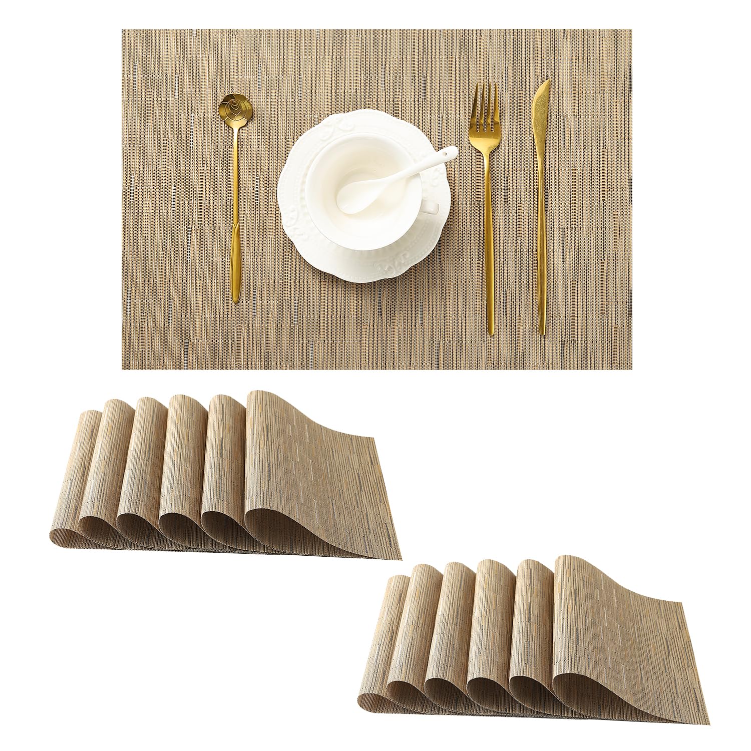 Amazon.com: Leetaltree Light Brown Placemats Set of 12 - Heat Resistant ...