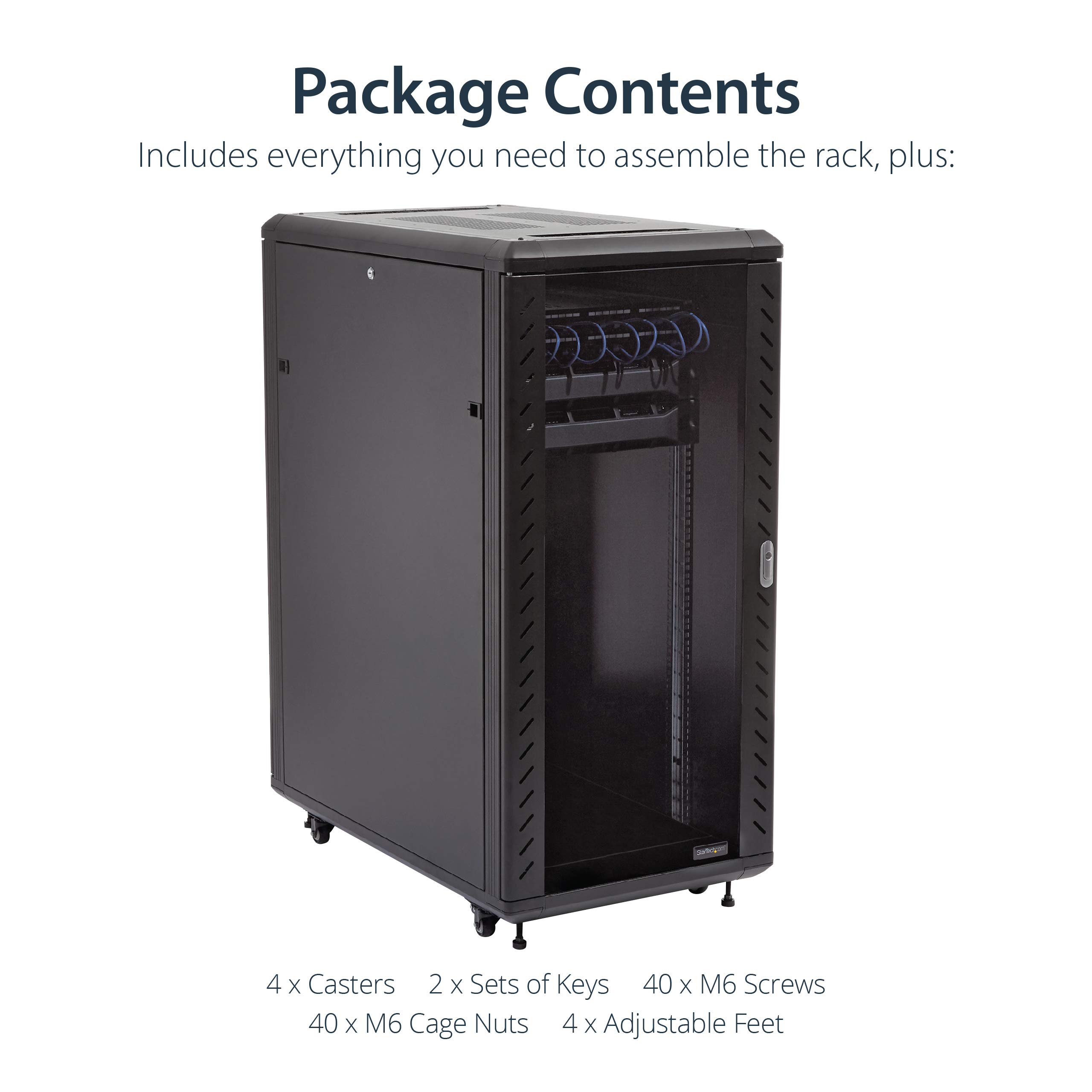 StarTech.com 25U Network Server Rack Cabinet on Wheels for 19" Data, IT ...