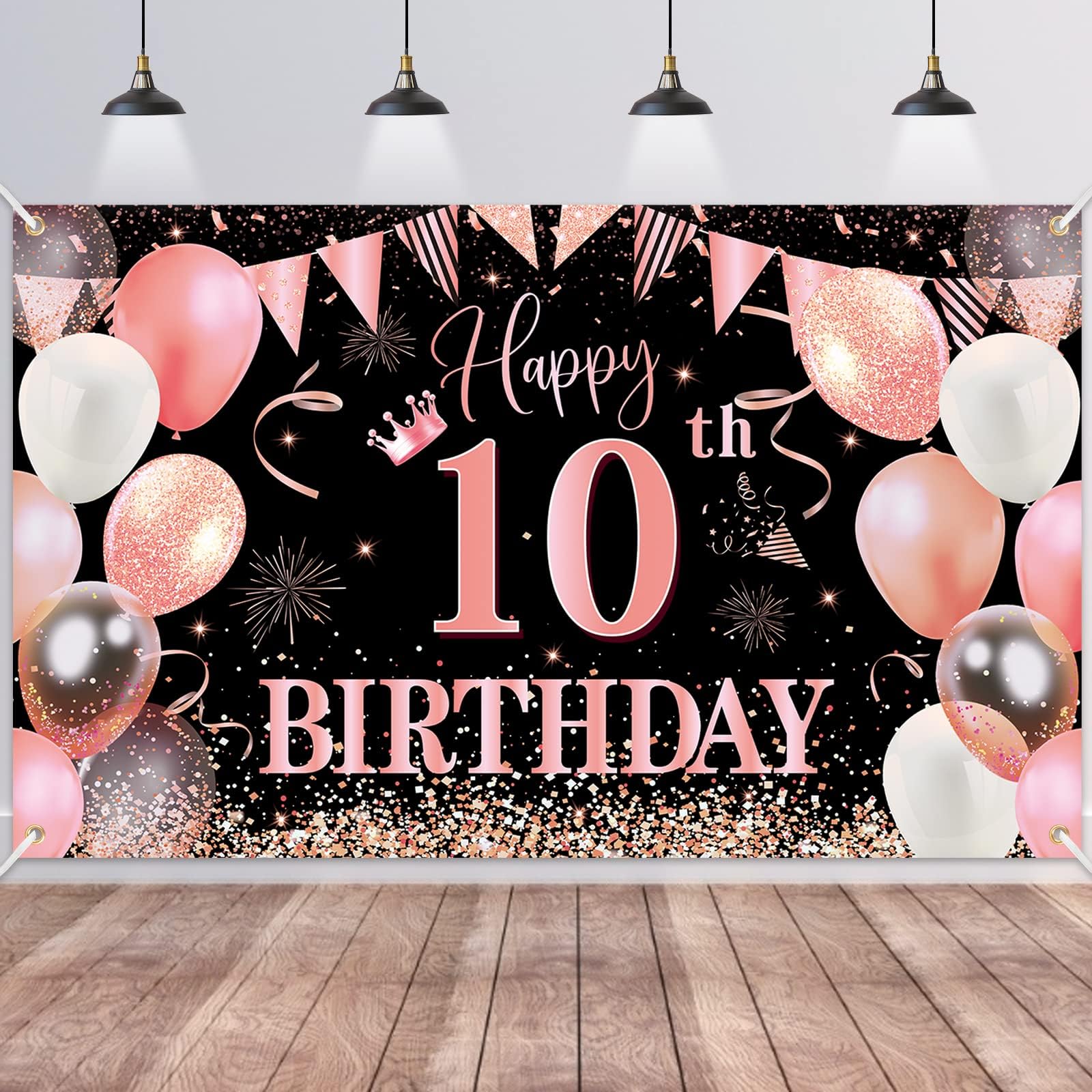 Purple 10th Birthday Backdrop Banner - Happy 10th Birthday Background ...