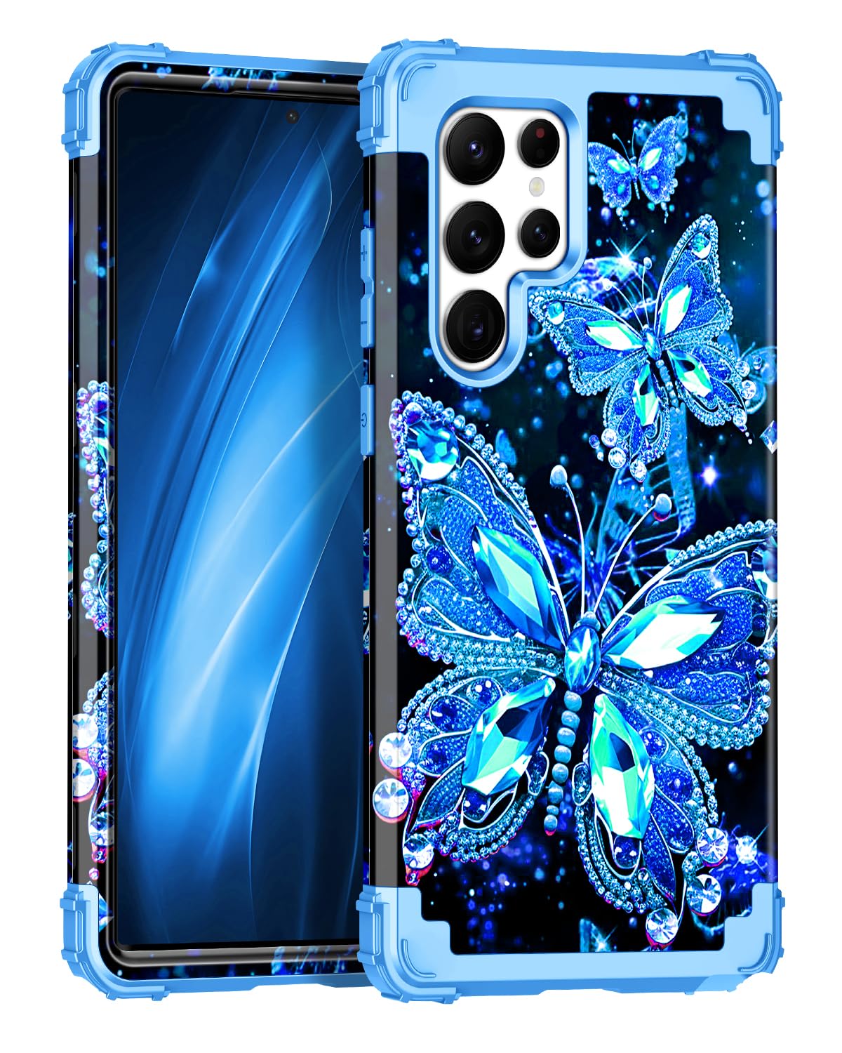 Amazon.com: Miqala for Galaxy S22 Ultra 5G Case,Glow in The Dark Three Layer Heavy Duty ...