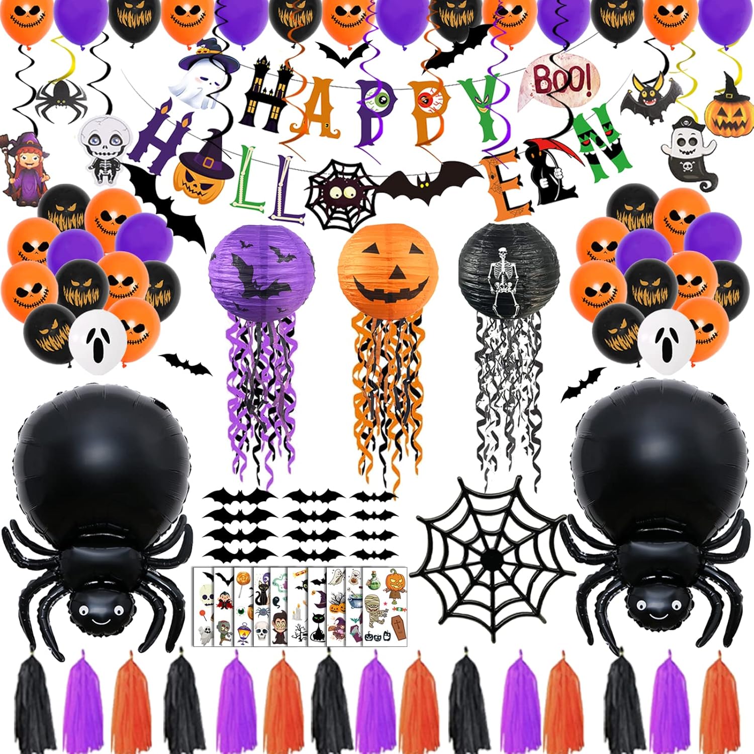 Amazon.com: 84Pcs Halloween Party Decorations, Halloween Birthday Party ...