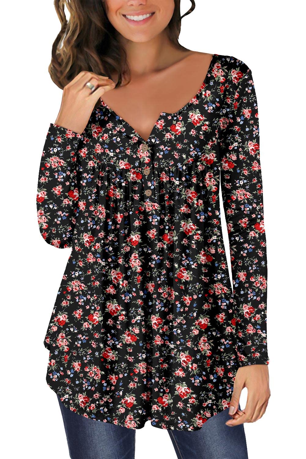 1 x Brand New CHICZONE Women s Beautiful Tops Long Sleeve Henley Shirt ...