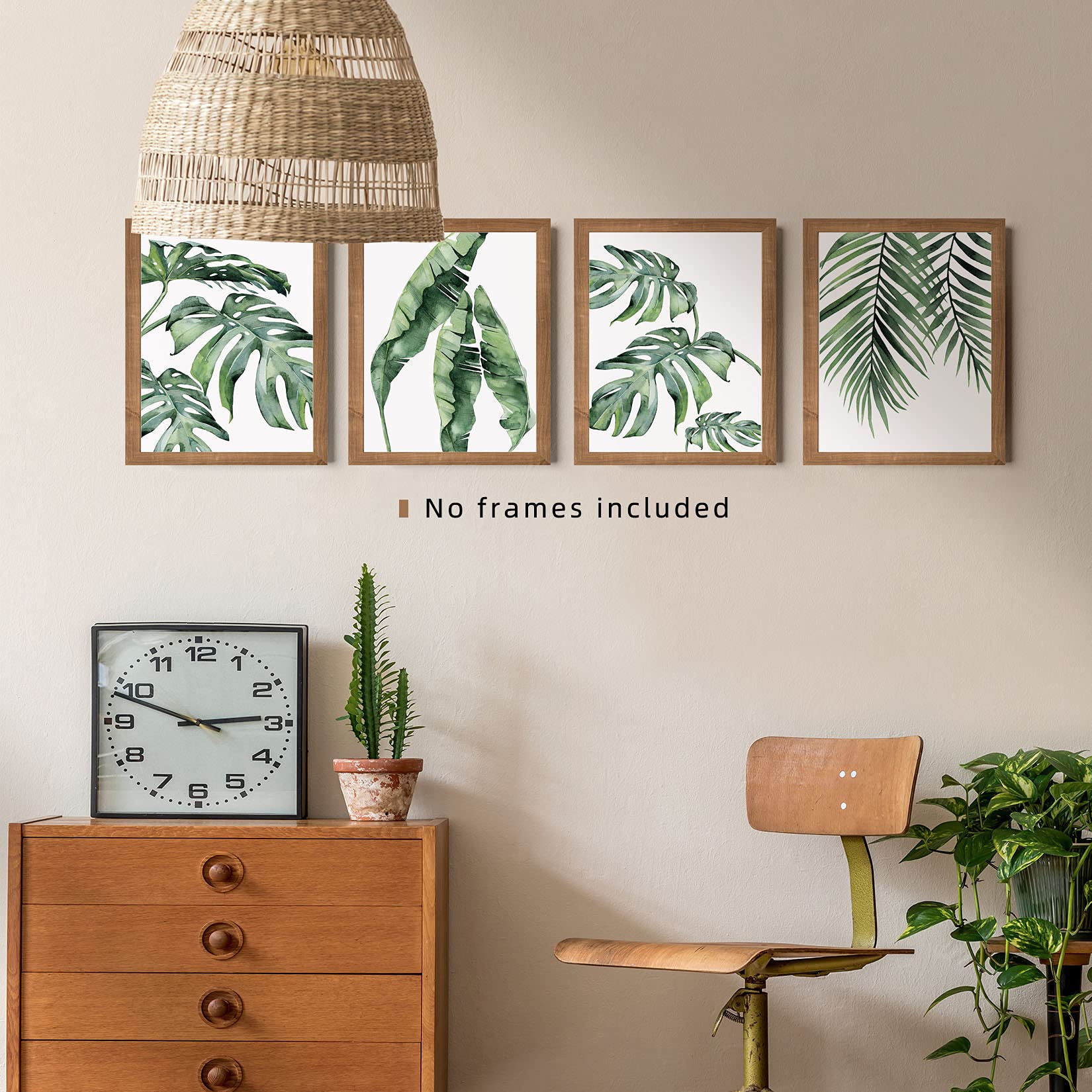 Plant Posters Leaf Art Green Decor, Set of 4, 8×10 Unframed Poster ...