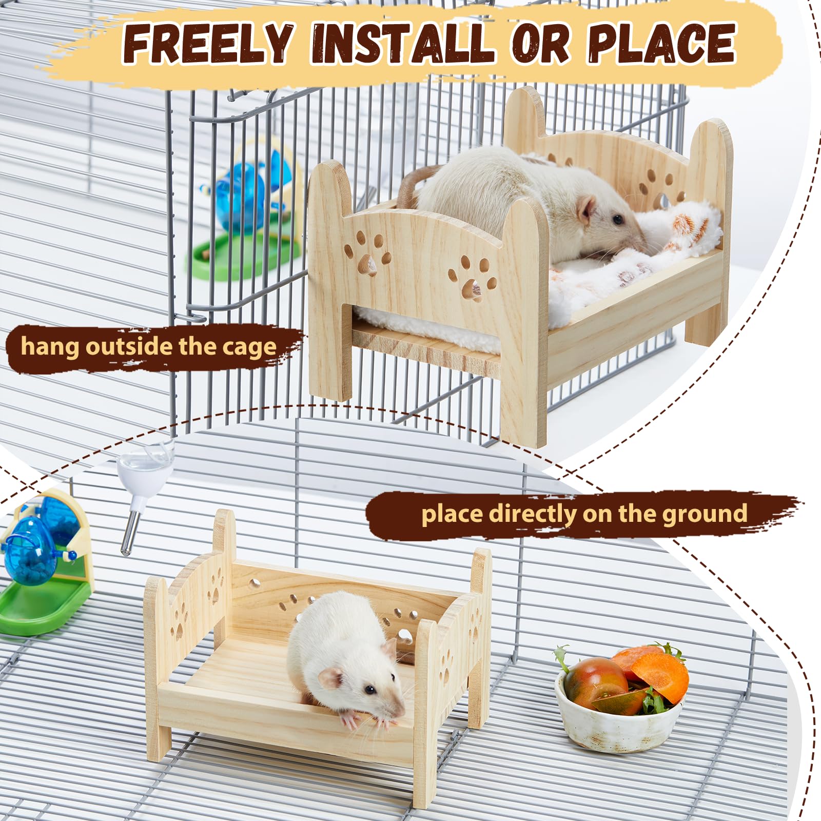 Snapklik.com : Jevnd Wooden Rat Bed, Rat Hammock For Cage Chew Proof ...