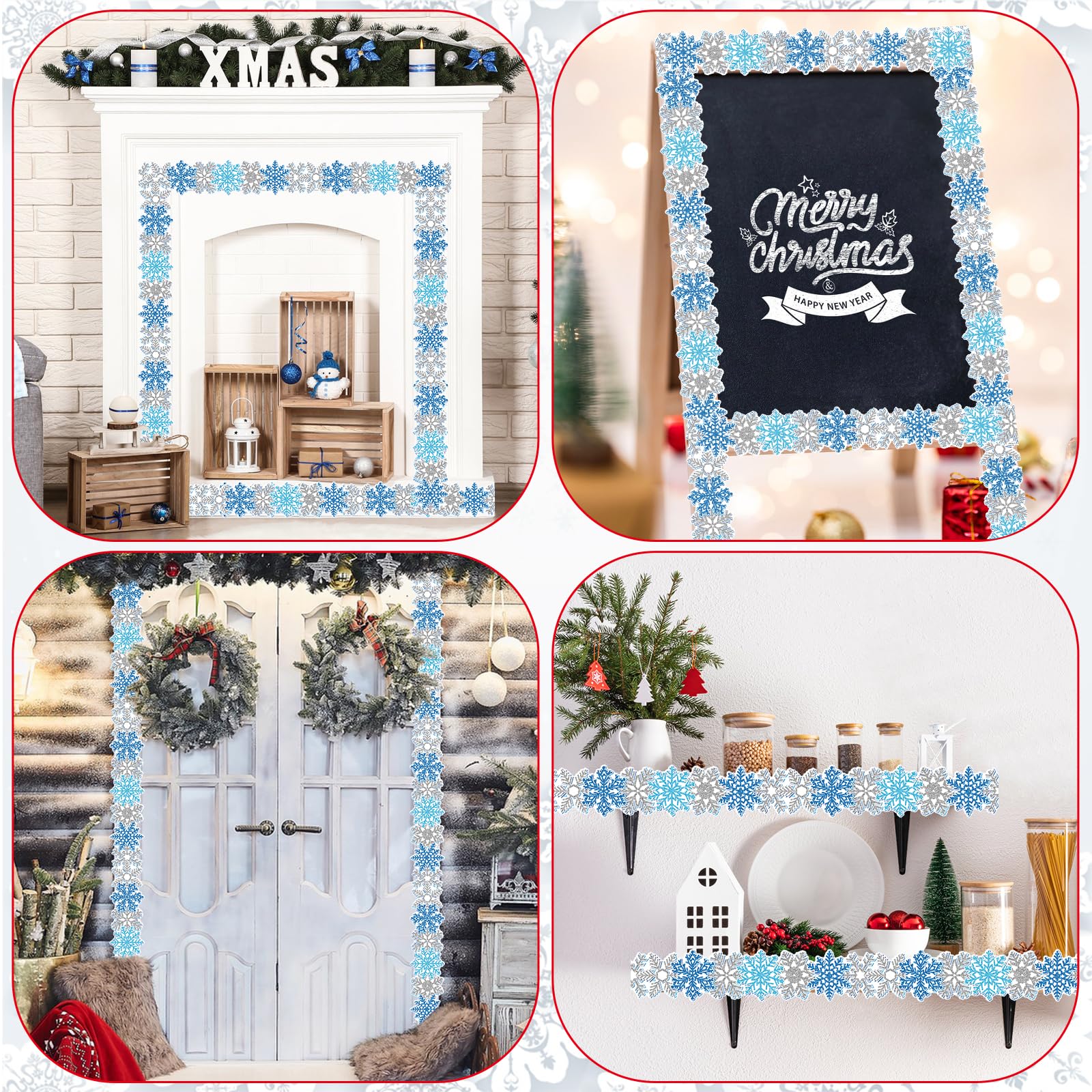 Snapklik.com : Snowflake Bulletin Board Border, 65.6Ft Winter Snowflake ...
