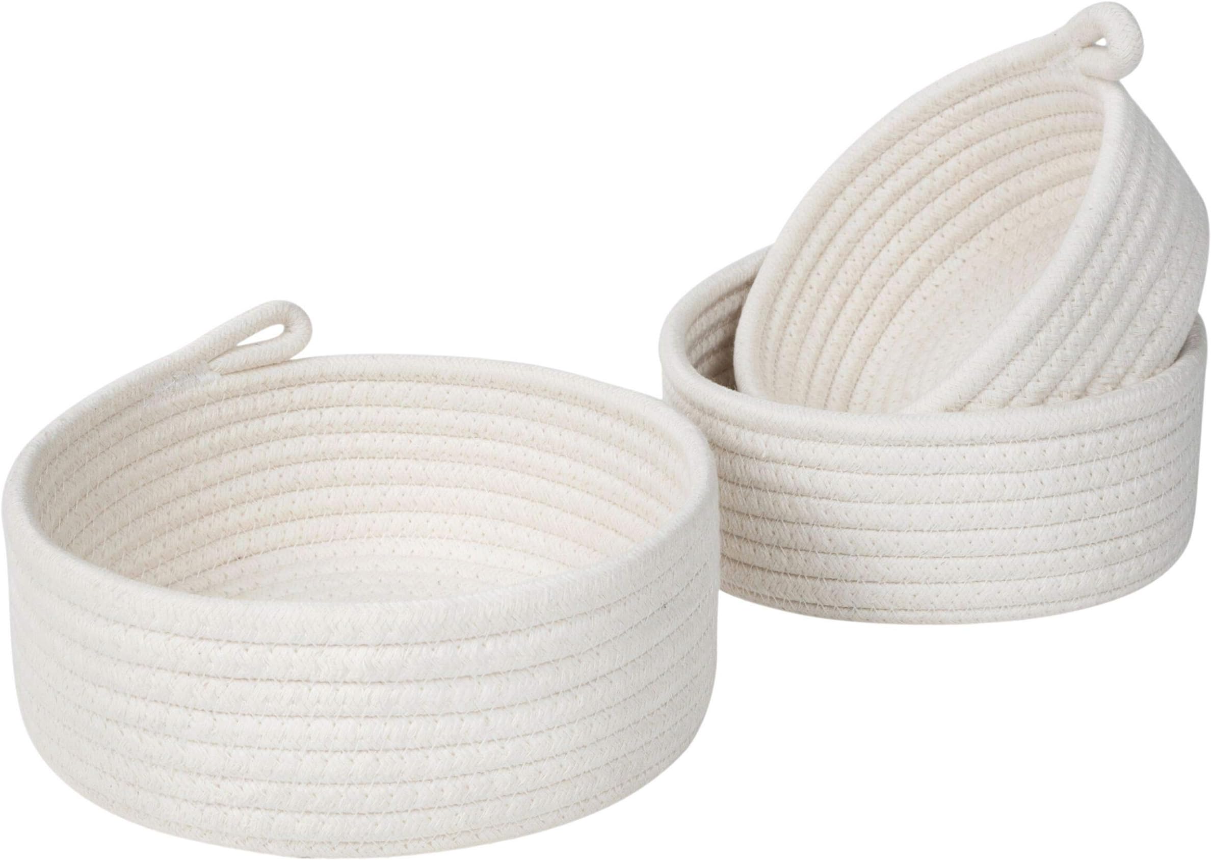 Amazon.com: Small Basket Set - 2PC WASHABLE Small Storage Basket 100% ...
