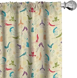 Amazon.com: Lunarable Hipster Curtains, Workout Fitness Girls in ...