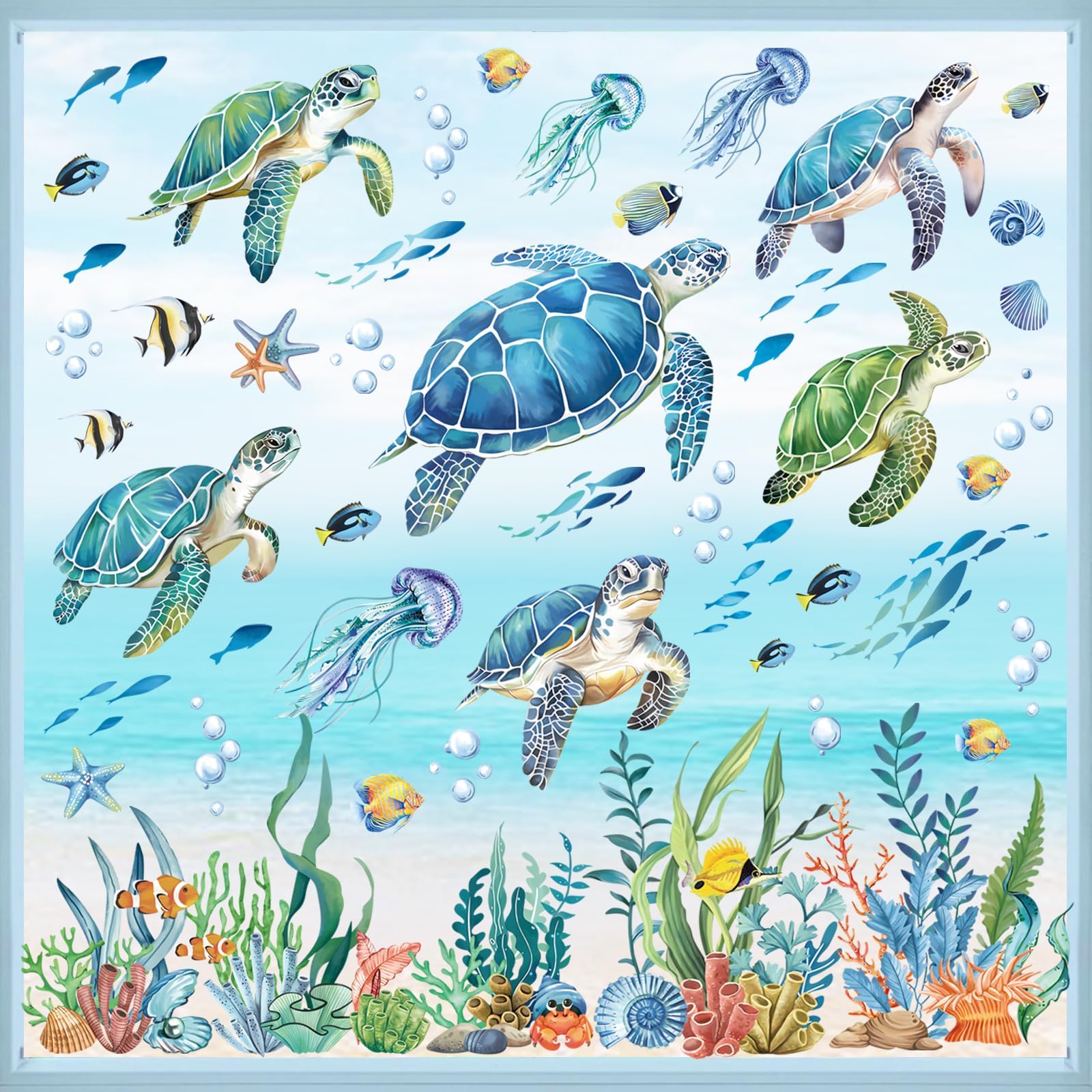 Amazon.com: HOWAF 8 Sheets Ocean Animal Window Clings for Under The Sea ...