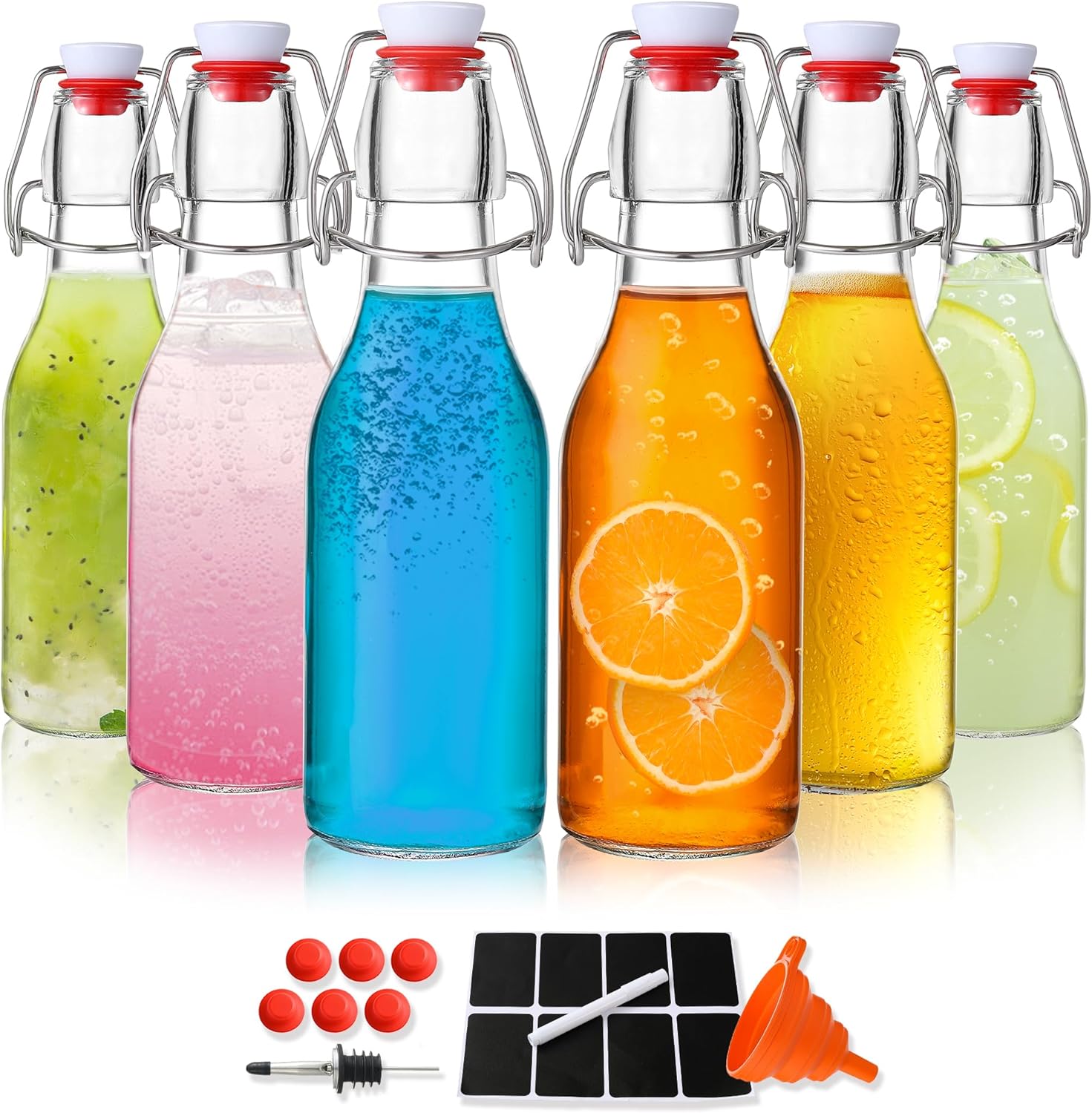 Amazon.com: Leetaltree 6 Pack 8.5OZ Swing Top Glass Bottles Set ...