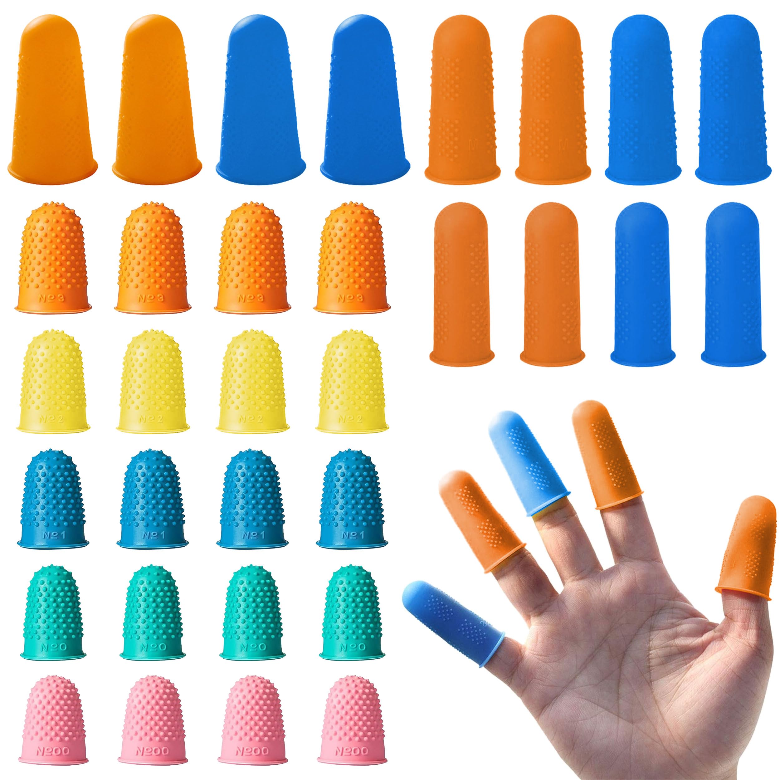 32 Pcs Rubber Finger Protectors, Reusable Rubber Fingers Tip Pads Grips ...