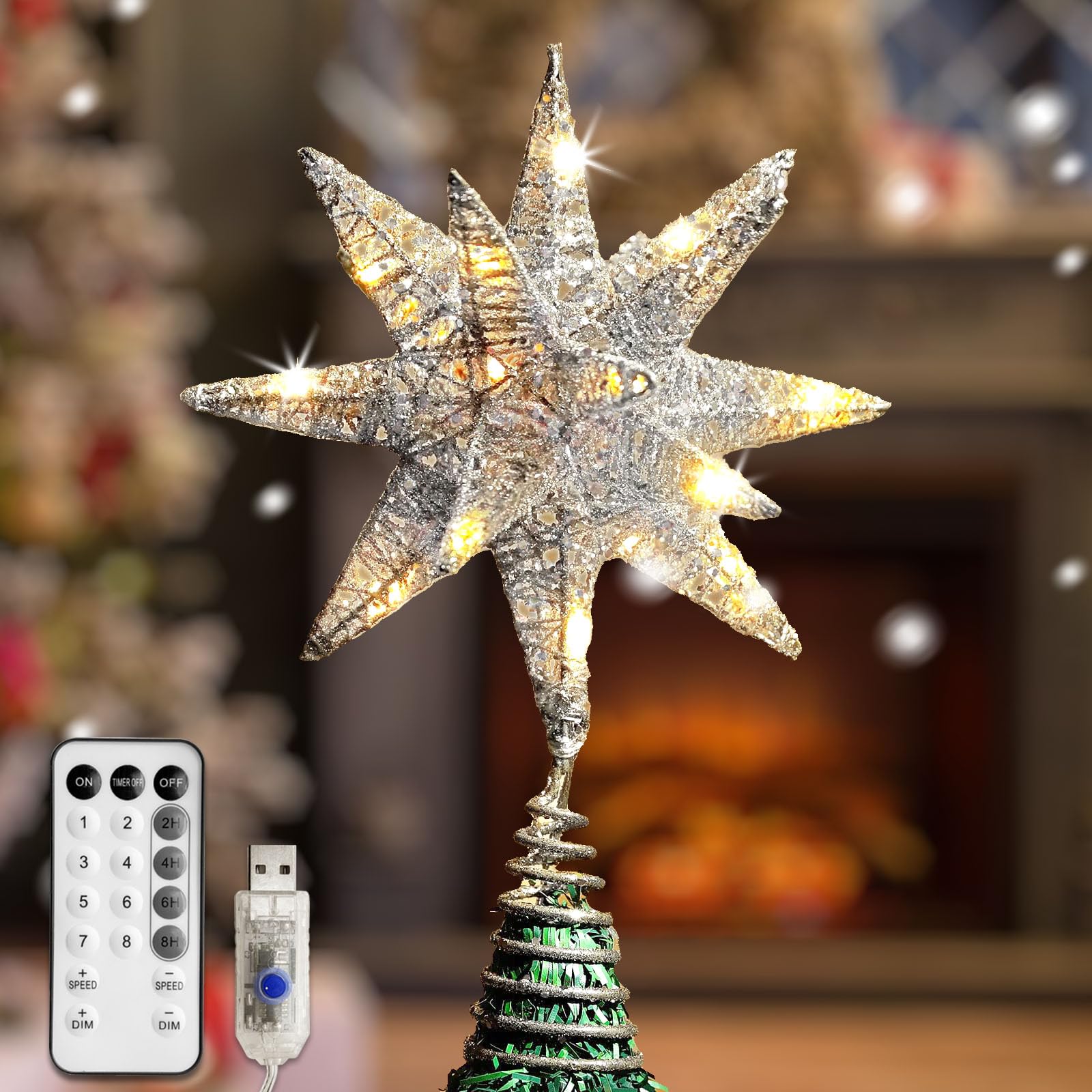 Amazon.com: Christmas Tree Topper Star with White 50 LED Lights, Star ...