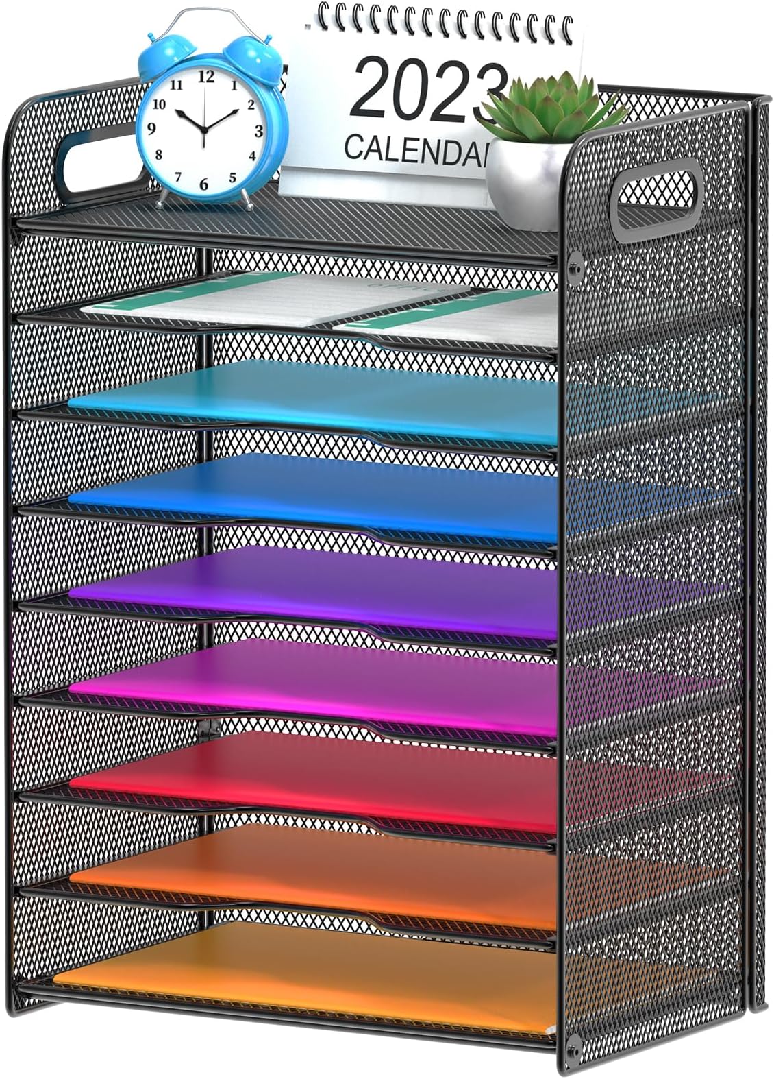 Amazon.com: Samstar 9 Tier Desk Organizer, Mesh Paper Letter Tray File ...