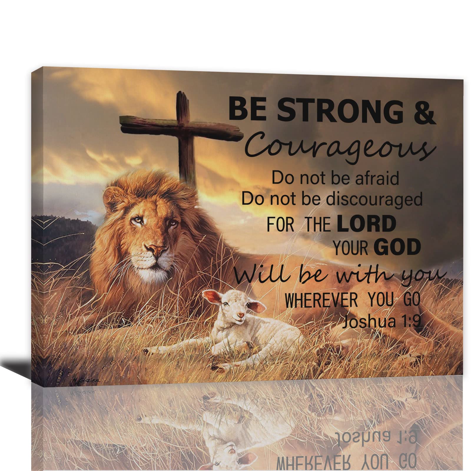 Amazon.com: NEBOTON Lion And Lamb Wall Art Christian Lion Of Judah Wall ...