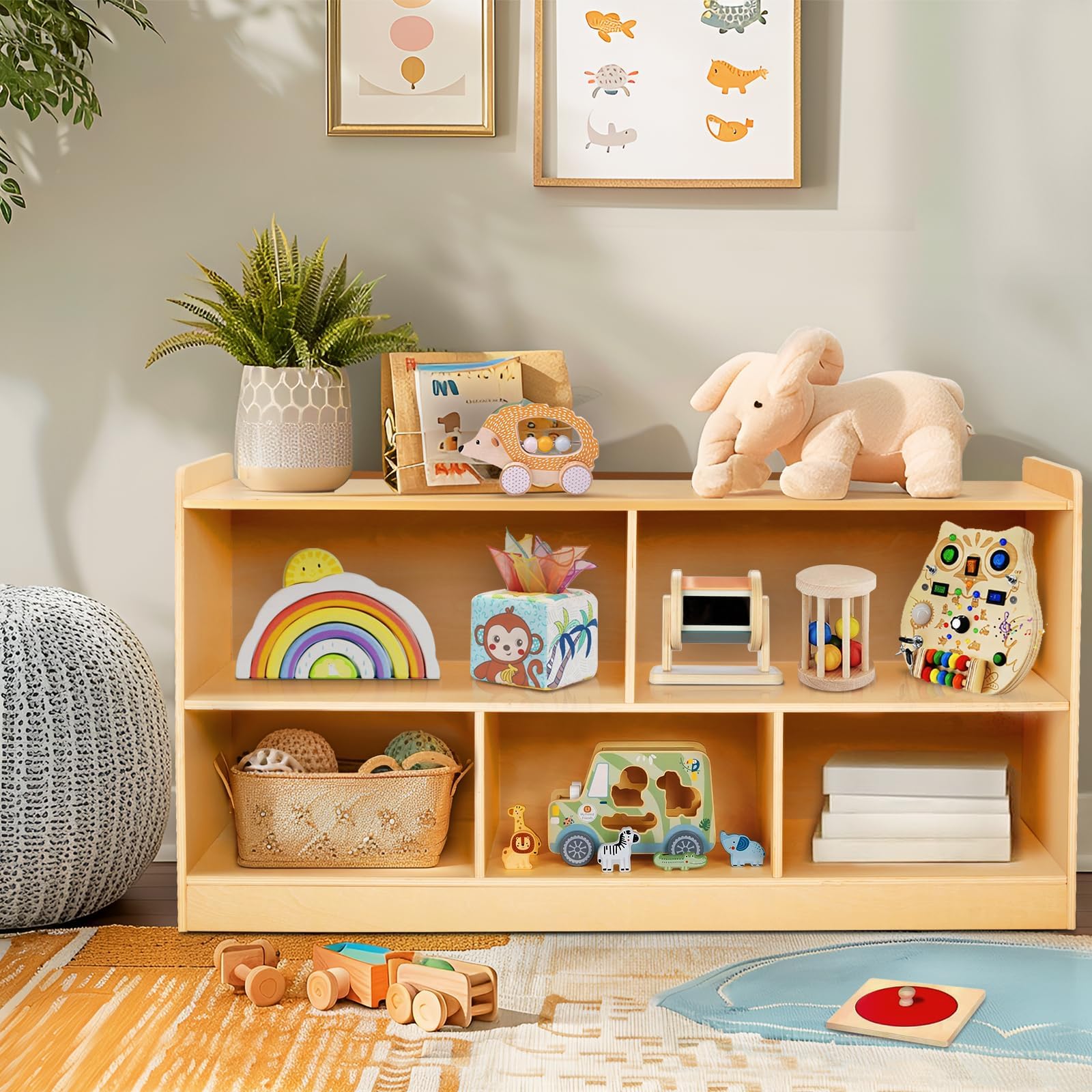 Amazon.com: Goodevas Wooden Toy Storage Shelves & Book Shelf for ...
