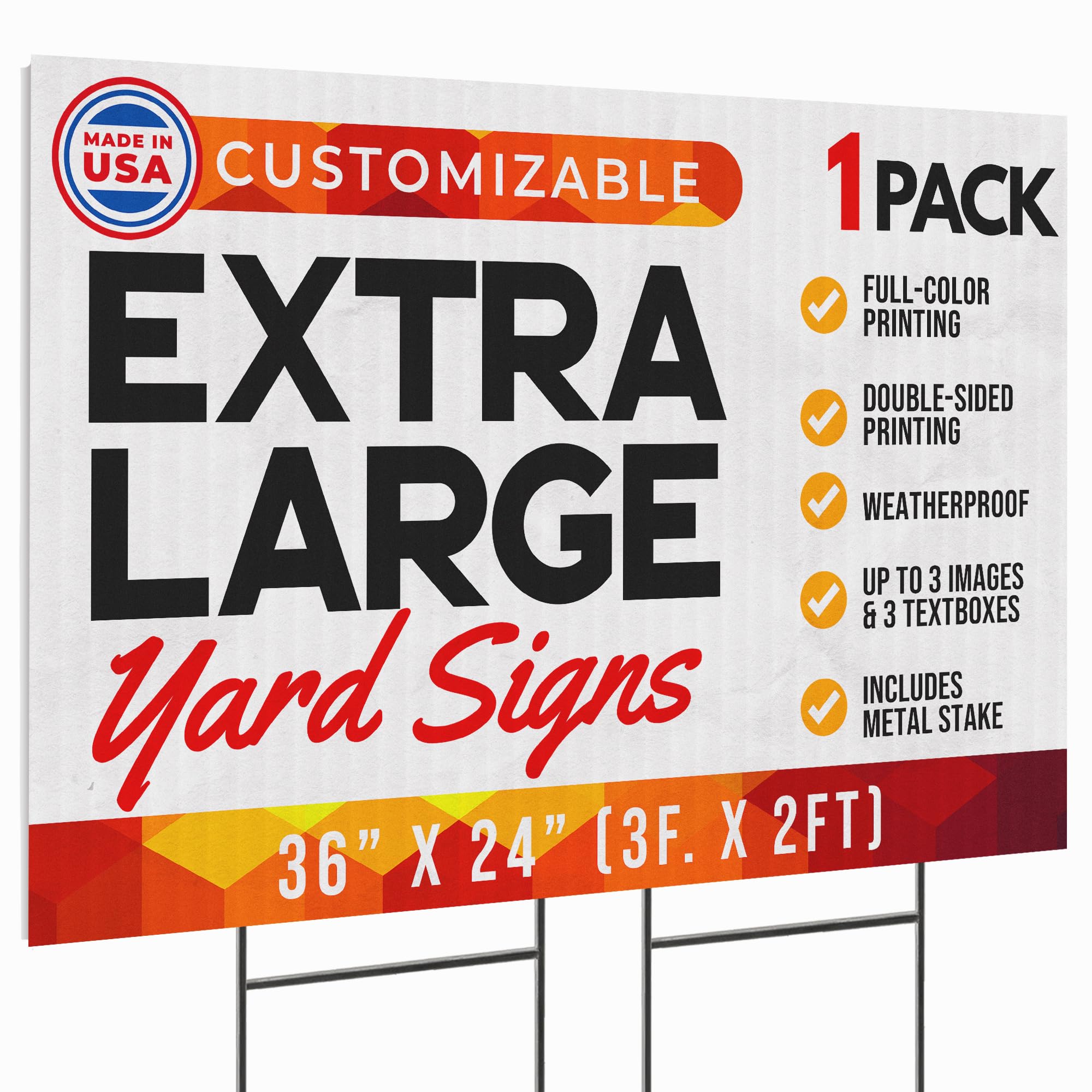 Amazon.com : 36"x24" Double Sided Custom Yard Signs with Stakes ...