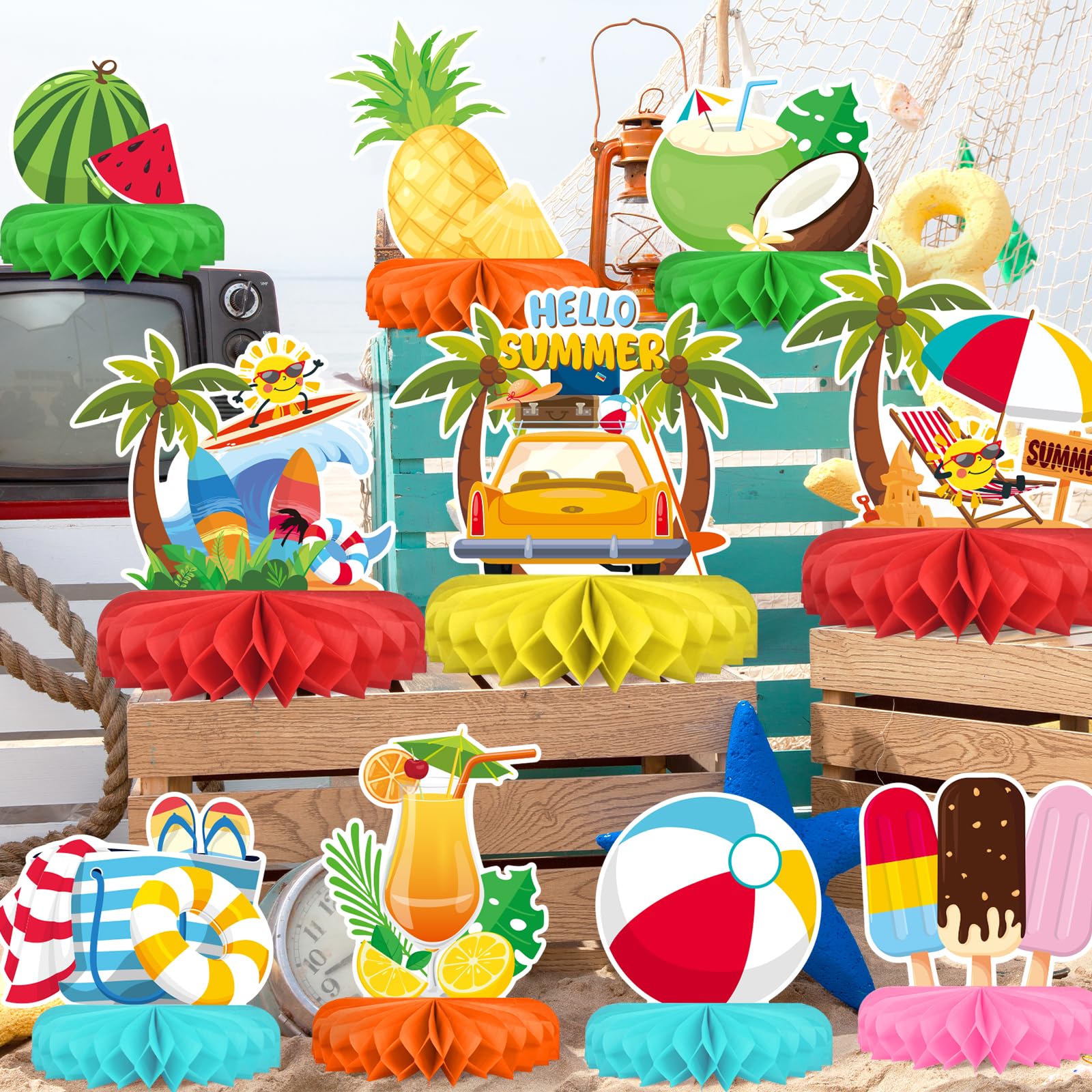 Snapklik.com : Beach Party Decorations Kit - Beach Themed Honeycomb ...