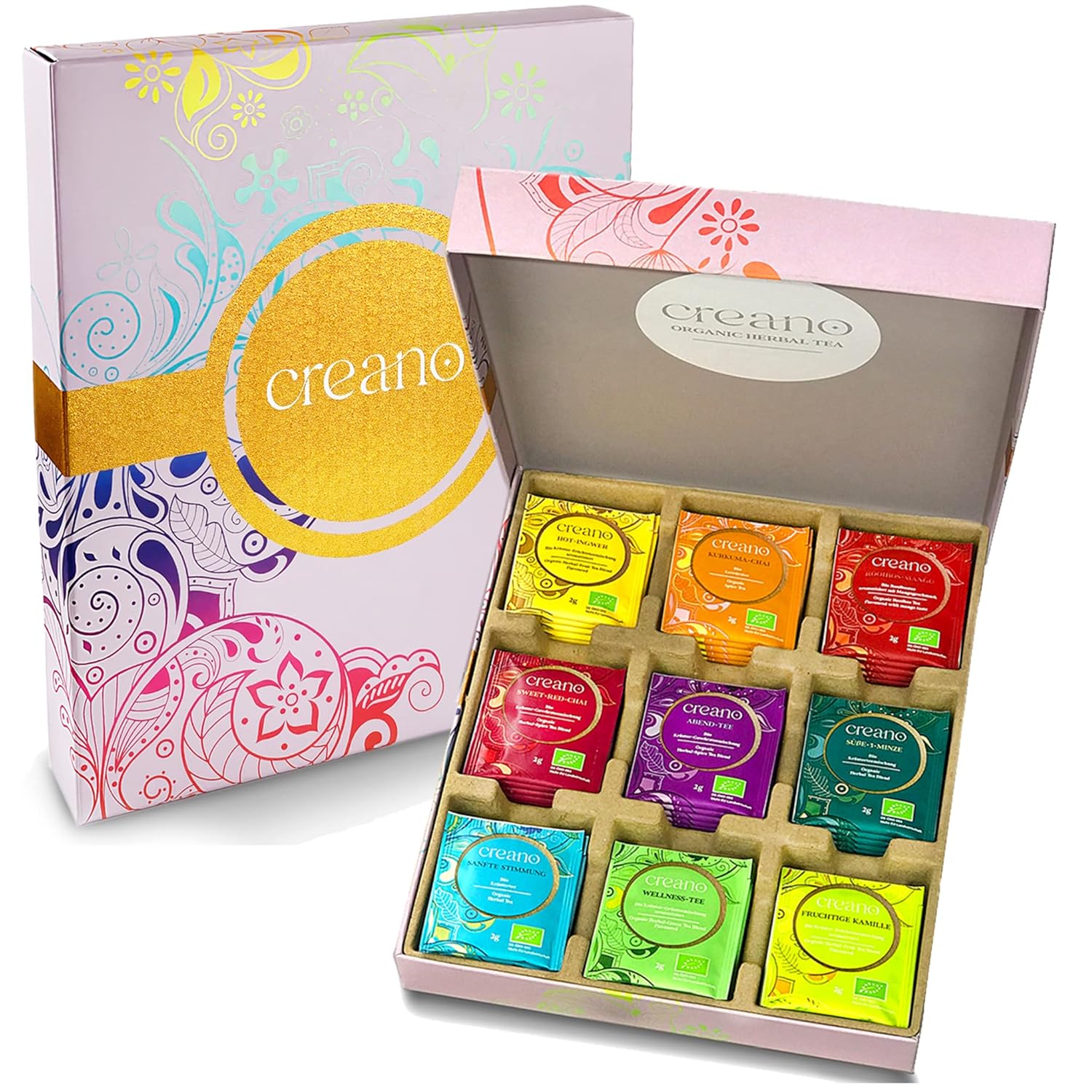 Amazon.com: Creano Organic HERBAL TEA gift set - 45 organic tea bags in ...