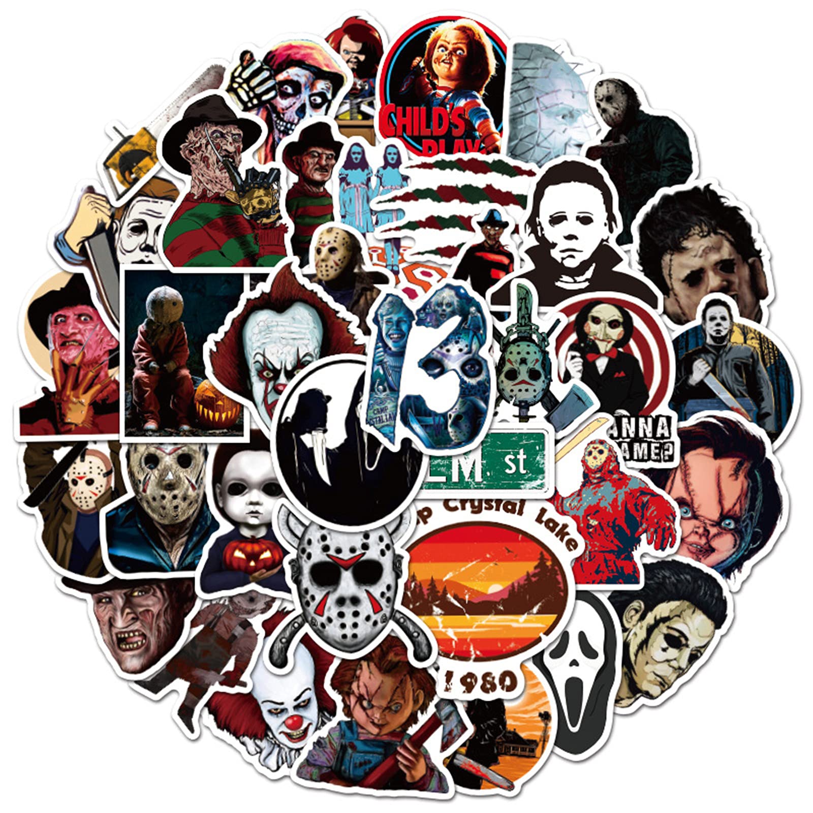 Buy 50 Pcs Horror Movie Killer Role Stickers for Laptop and Computer ...