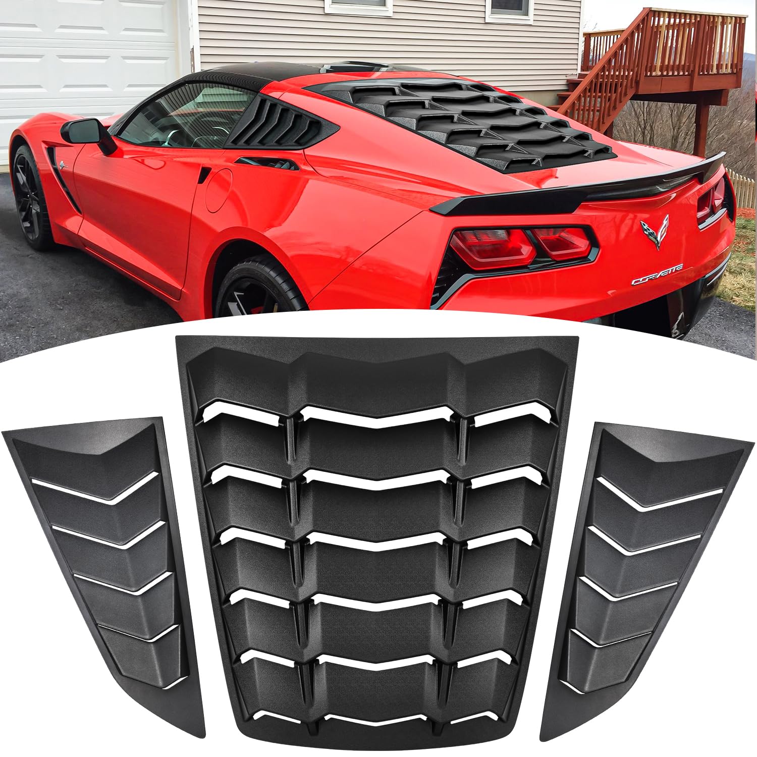 Rear and Side Window Louvers for C7 Corvette Stingray, Grand Sport, Z51 ...