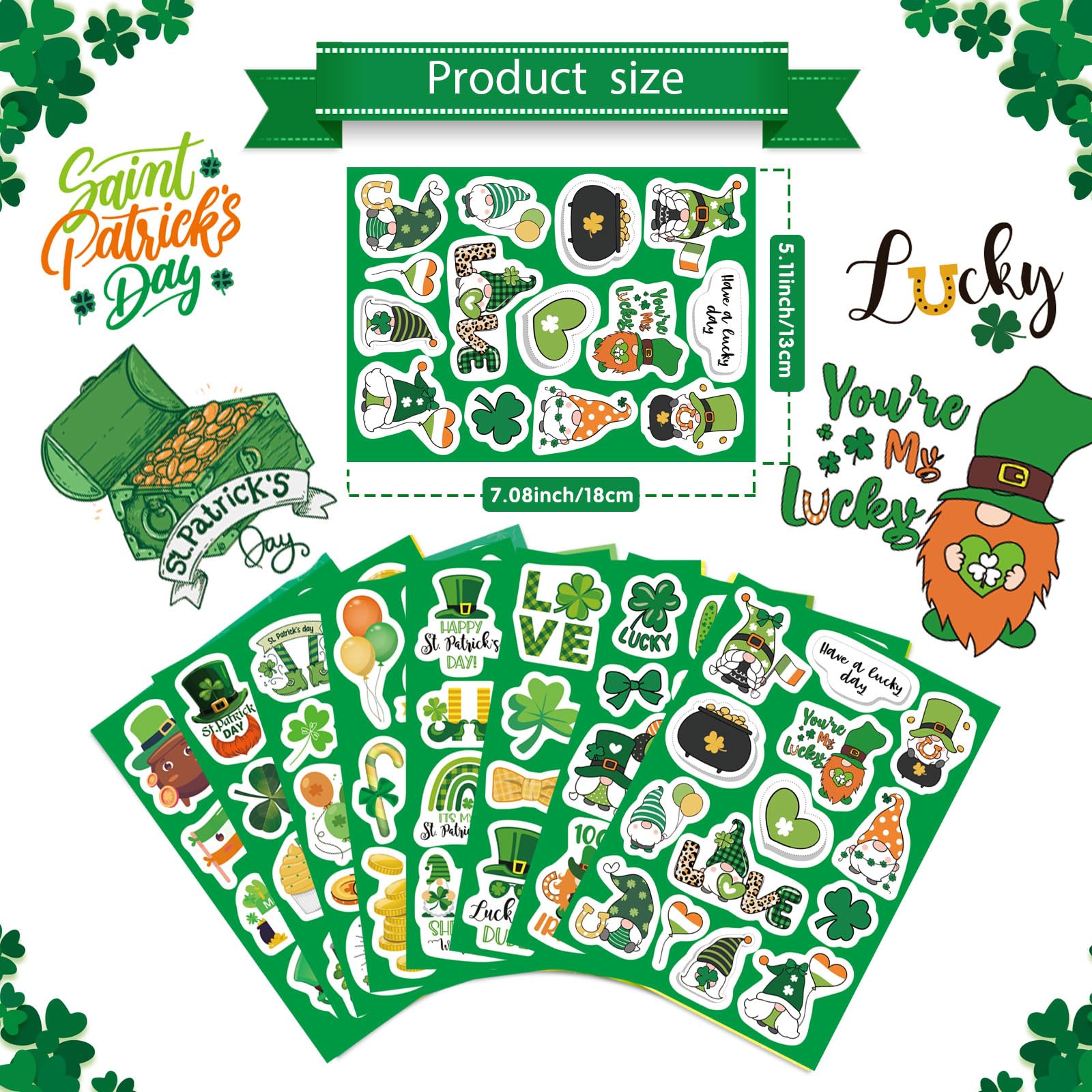 Snapklik.com : 309PCS St. Patricks Day Theme Stickers Shamrock Stickers ...