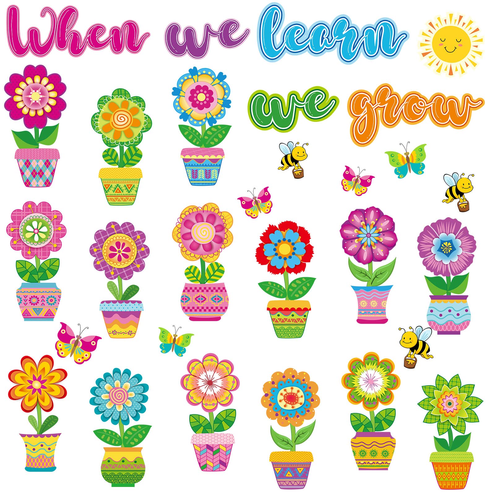 Buy Flowers Cut Outs Potted Flowers Classroom Bulletin Board Decoration ...