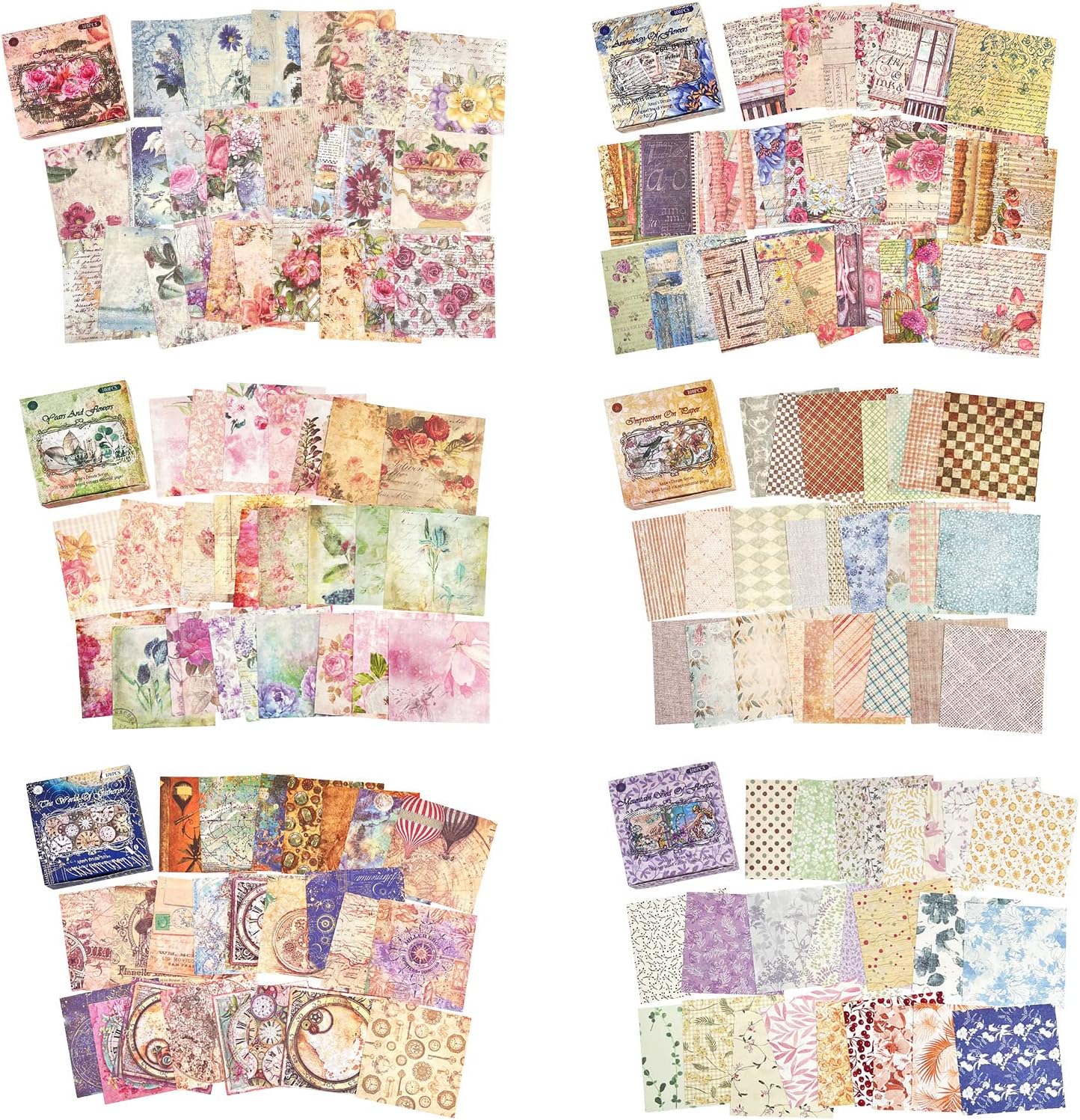 Amazon.com : Cenbee Vintage Scrapbook Paper Pack - 600 Sheets Colorful ...